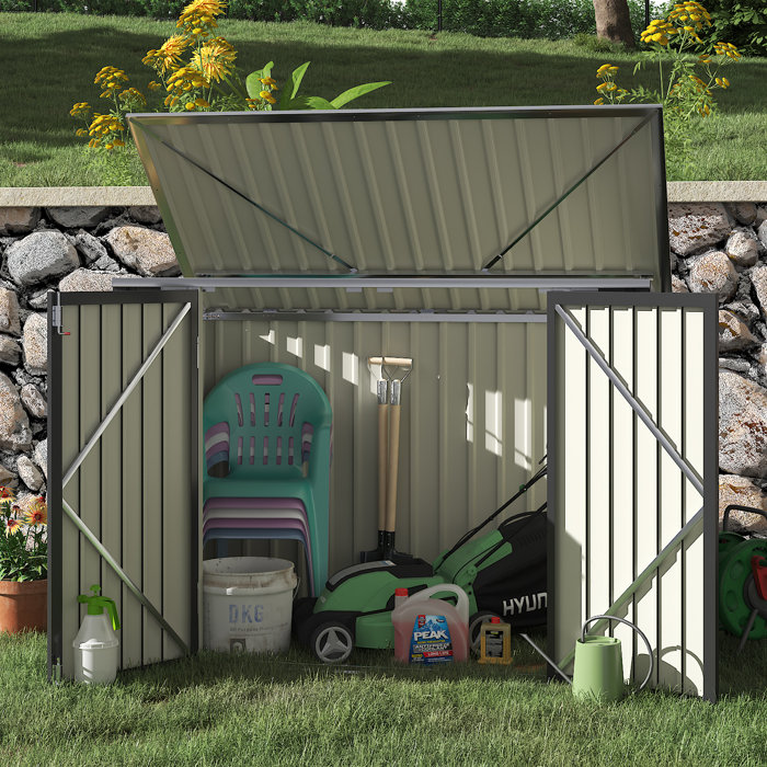 Devoko 6 ft. W X 3 ft. D Galvanized Steel Horizontal Garage Shed ...