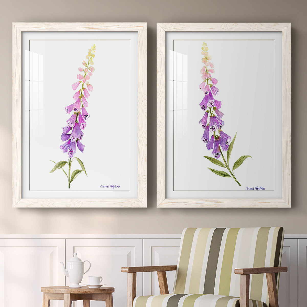 Red Barrel Studio® Annie's Foxglove I - 2 Piece Picture Frame Print on ...