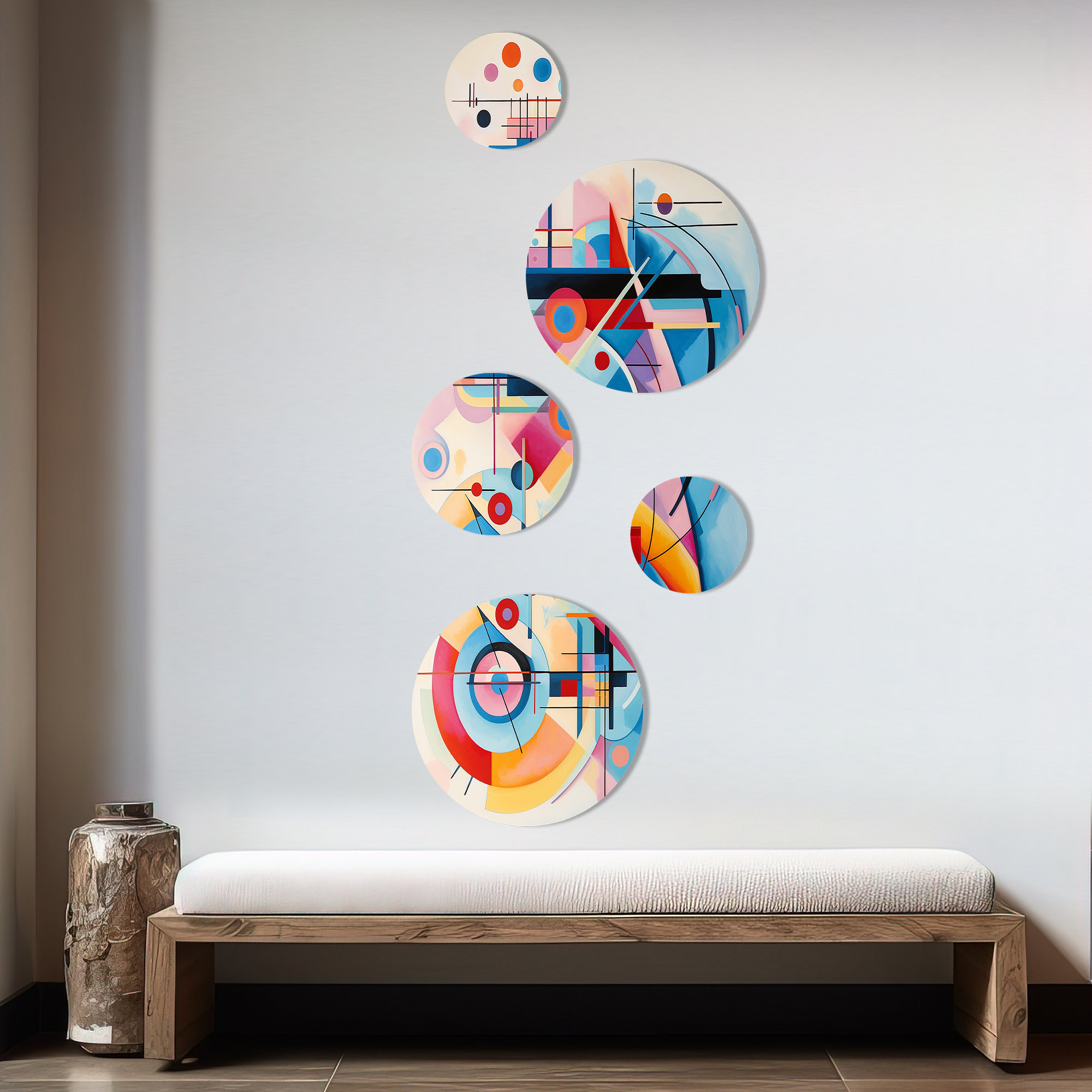 Ivy Bronx Blue And Pink Abstract Geometric Vision 4 - Geometric Round ...