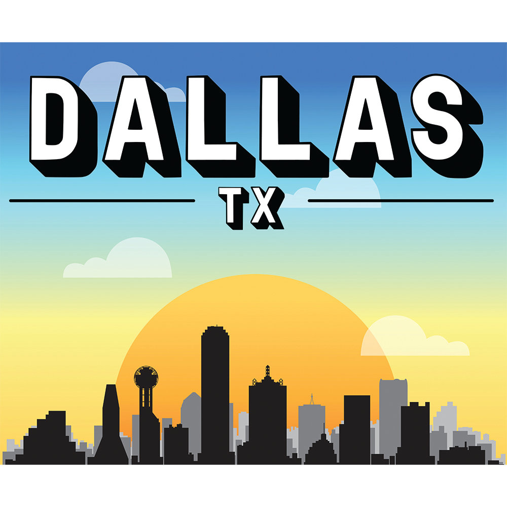 Trinx Dallas Skyline, Dallas Texas, Graphic Art Wrapped Canvas | Wayfair