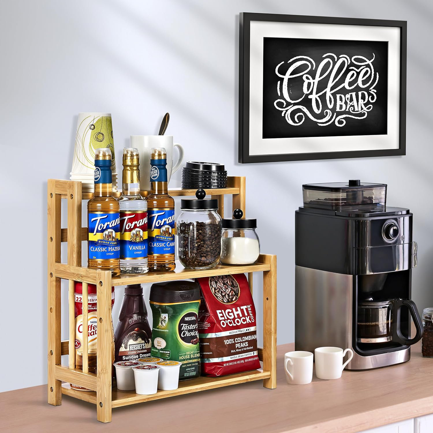 17 Stories Bamboo Wooden Storage Shelf For Kitchen Countertop - 3-Tier ...