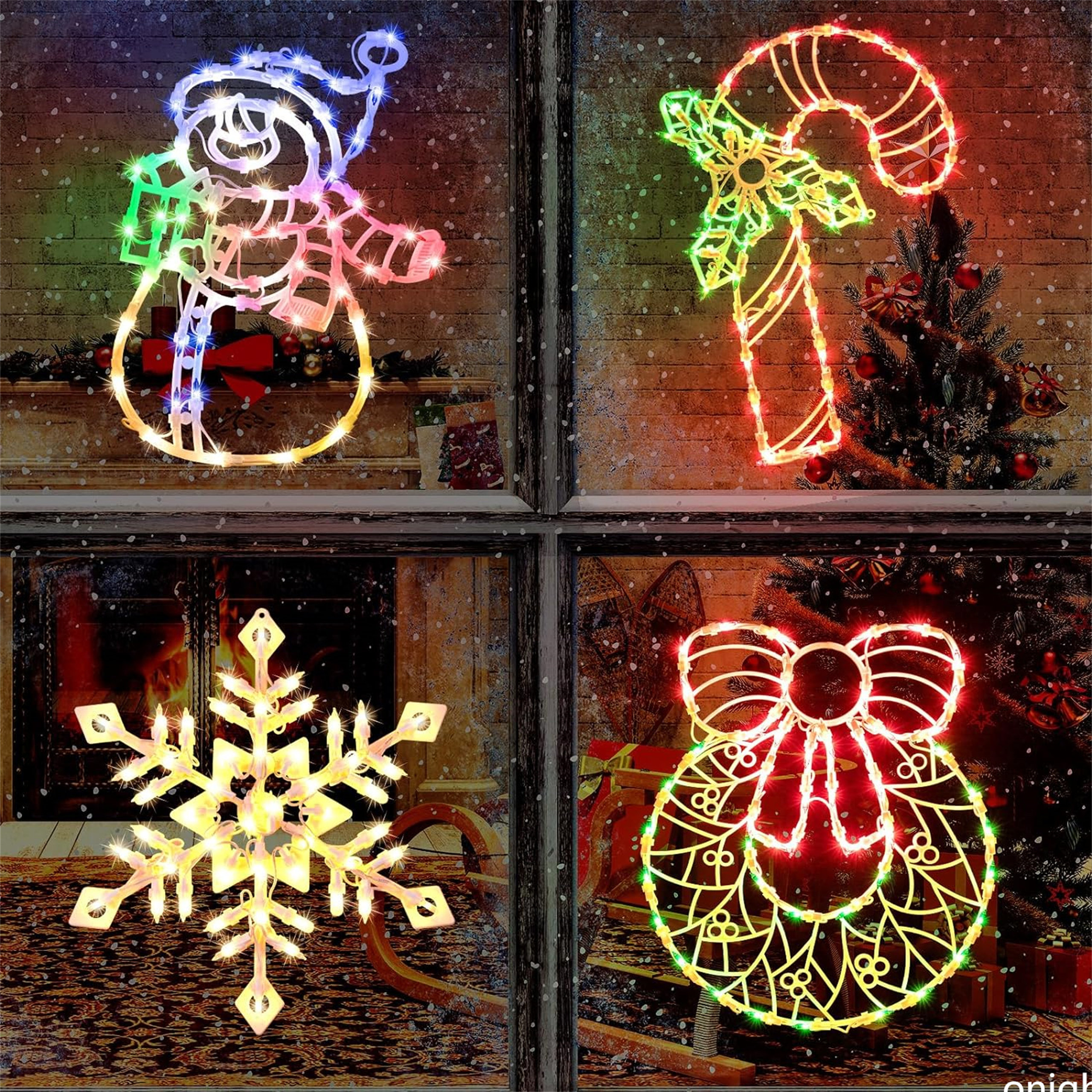 The Holiday Aisle® 4 Pack Christmas Window Silhouette Lights ...