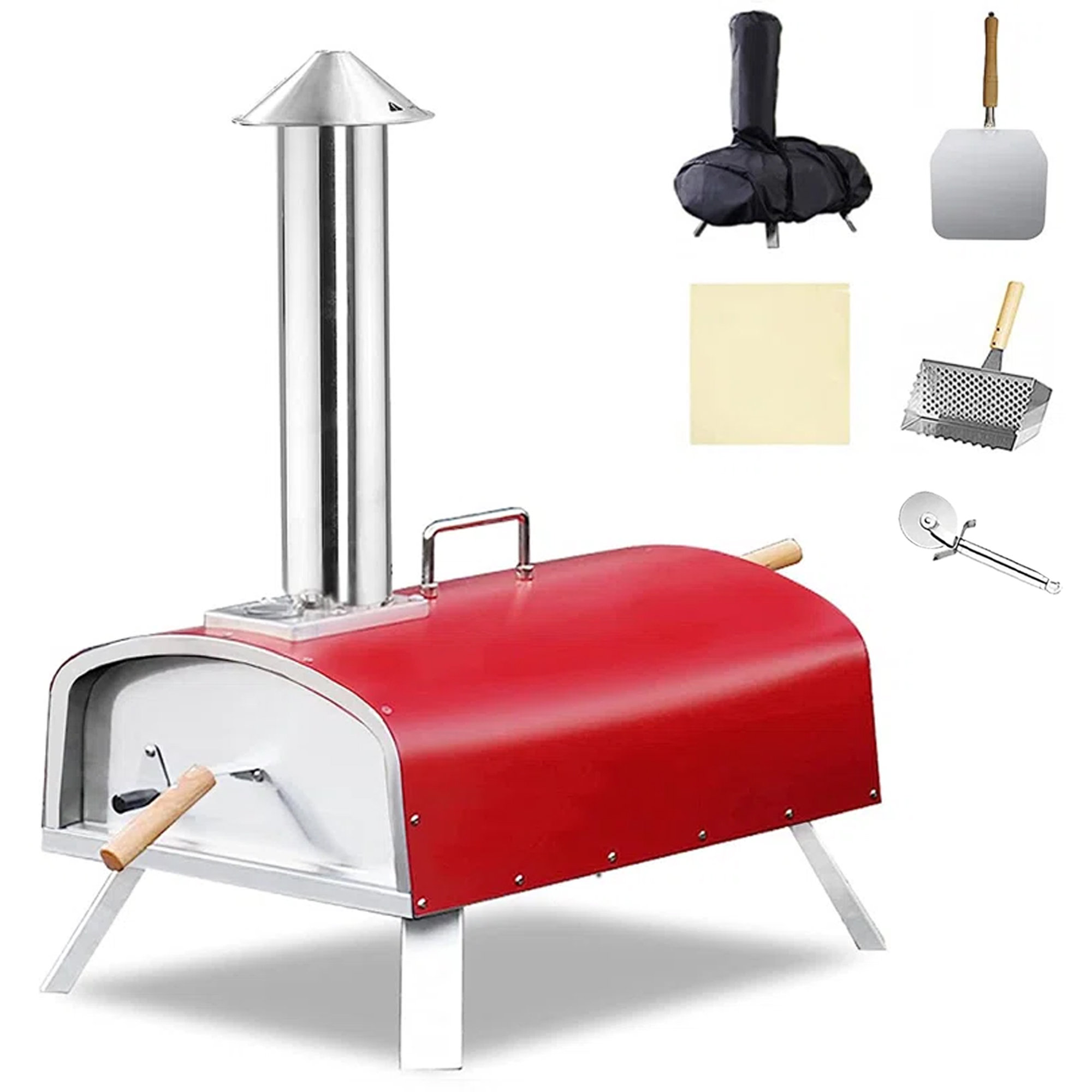 PIZZELLO 16inch Portable Pellet Pizza Oven Outdoor Wood Fired Pizza ...