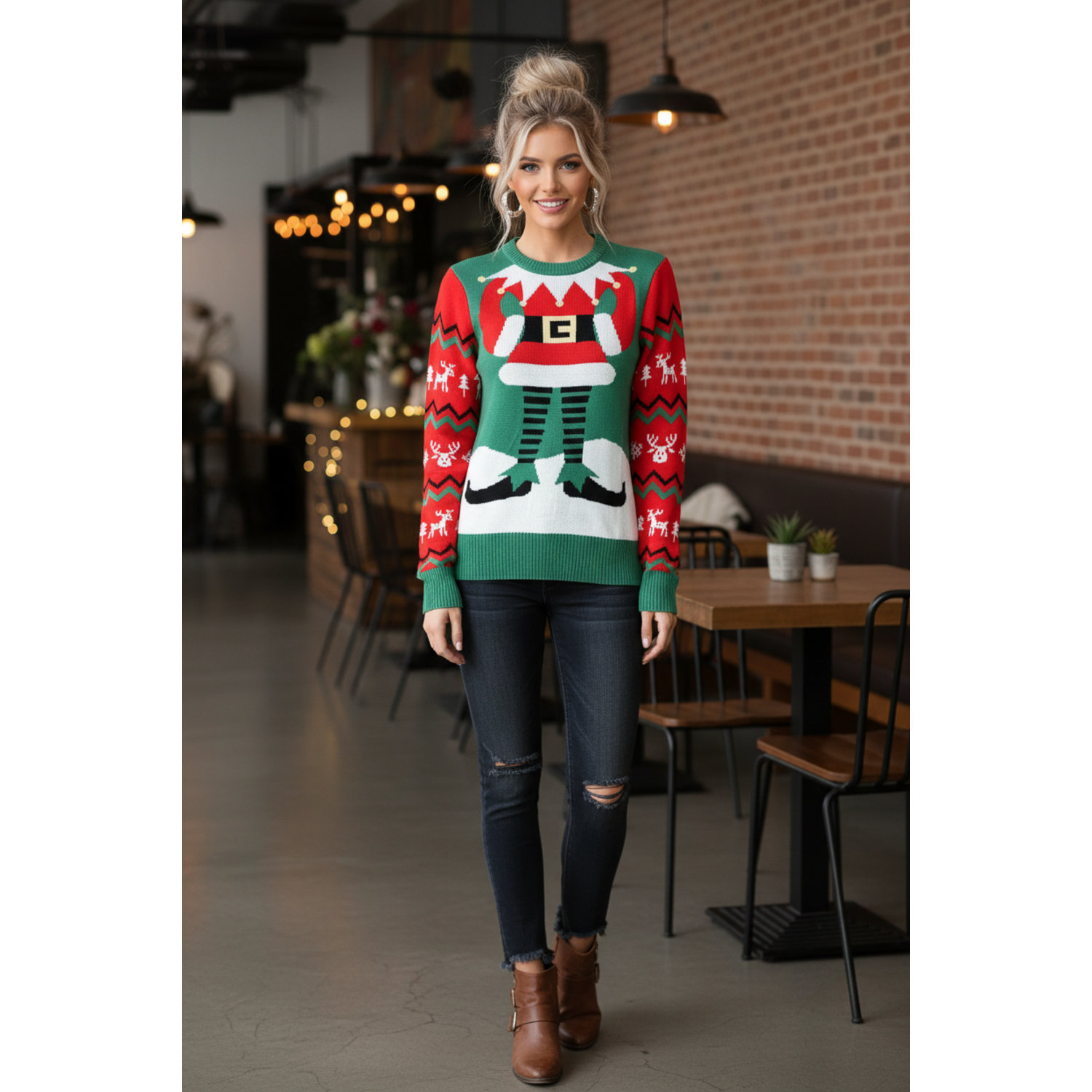 Noel Square Festive Fun Christmas Elf Jumper | Wayfair.co.uk