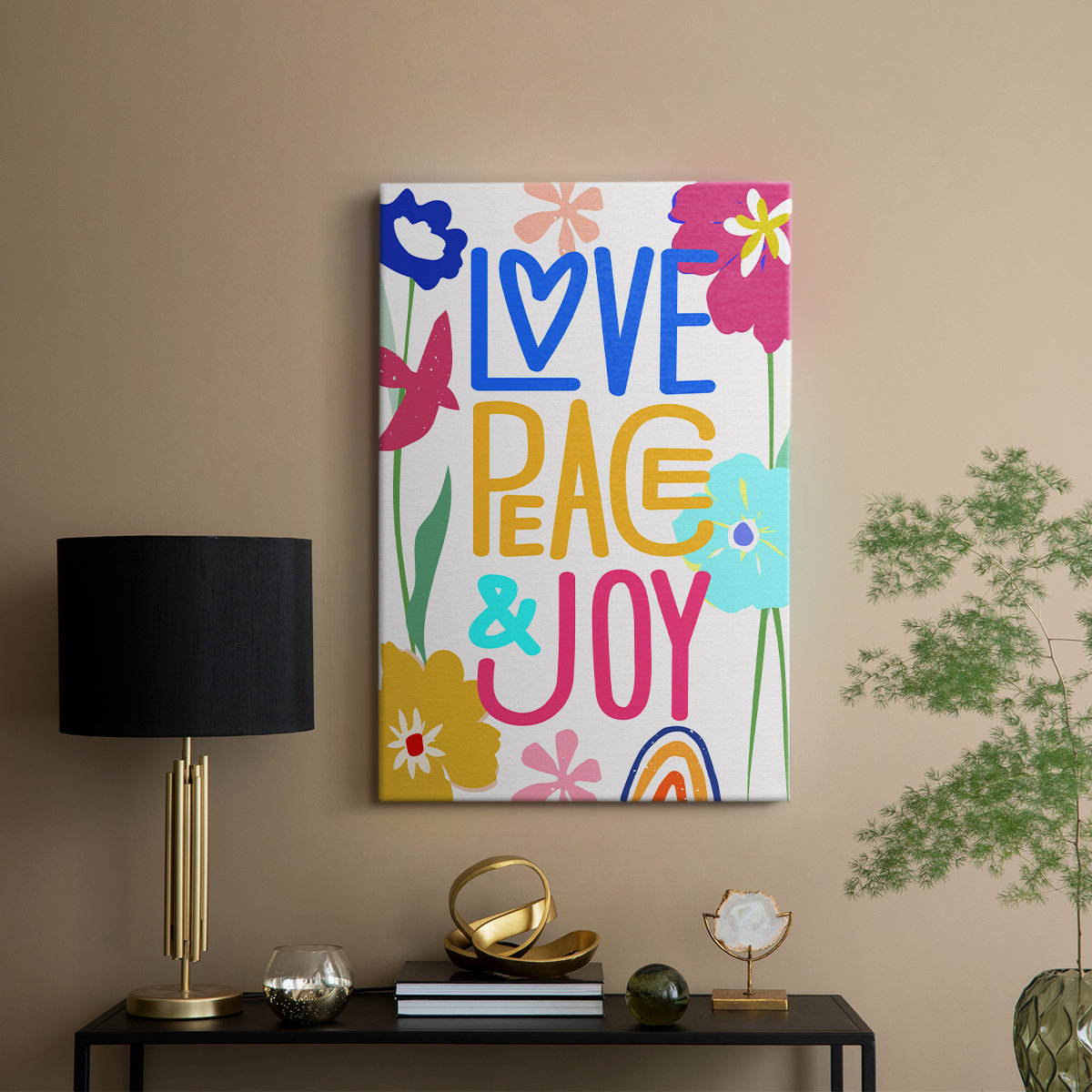 George Oliver Pop Love Peace Joy -Gallery Wrapped Cavas | Wayfair