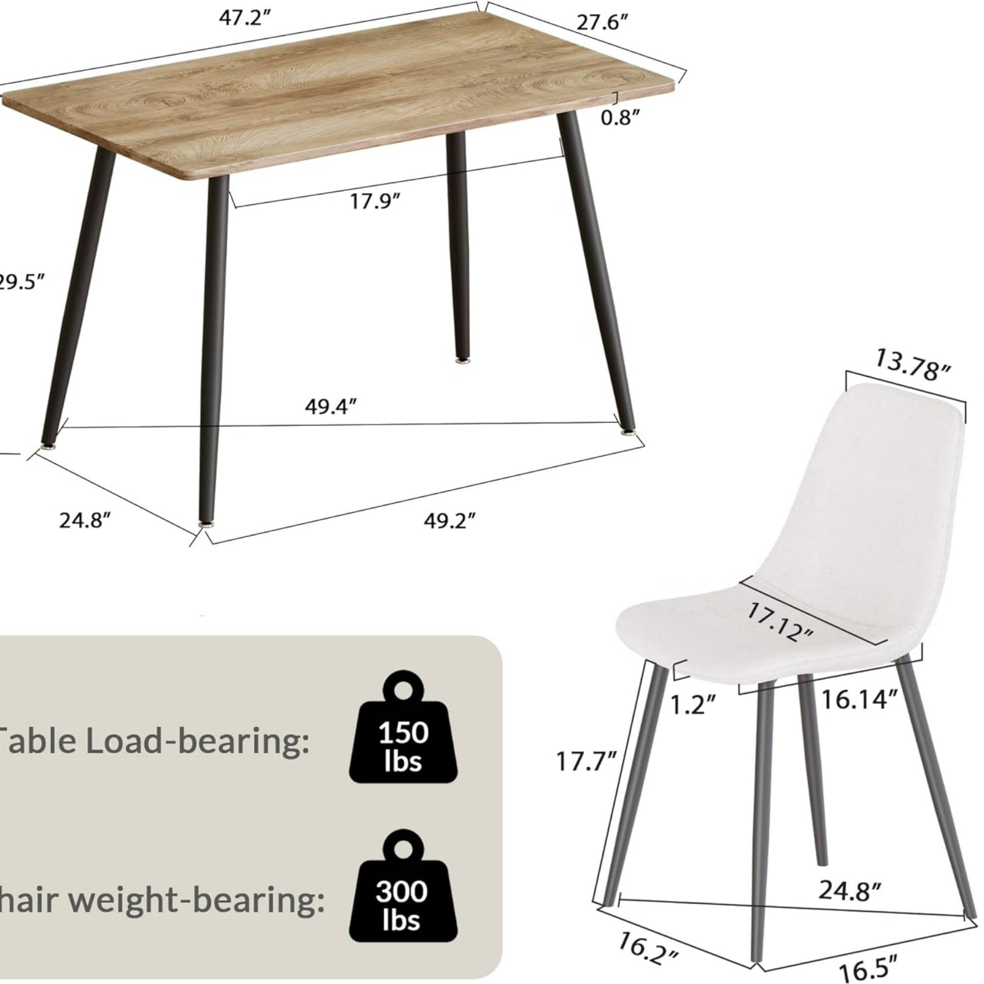 George Oliver 47" Modern Minimalist MDF Wood Colour Dining Table And ...