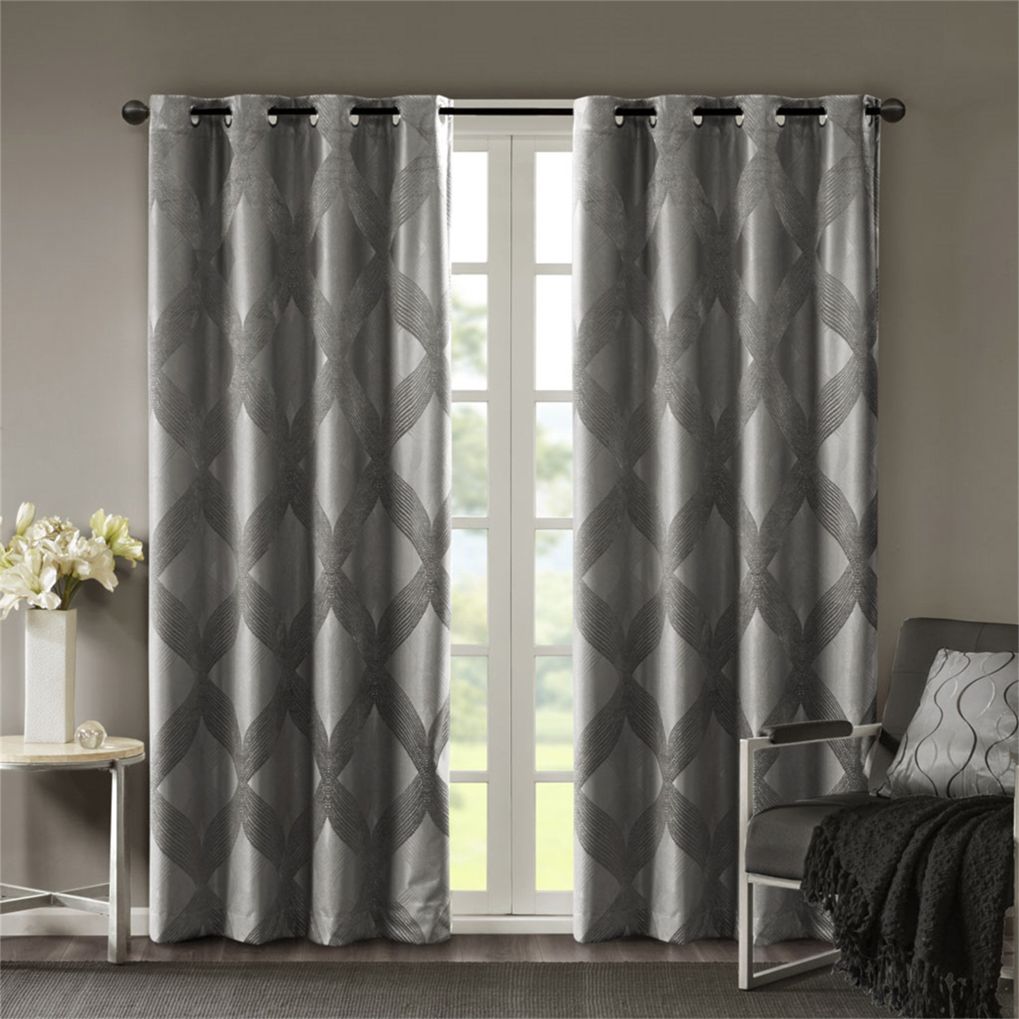 Red Barrel Studio® Ogee Knitted Jacquard Total Blackout Curtain Panel(Only 1 Pc Panel) | Wayfair