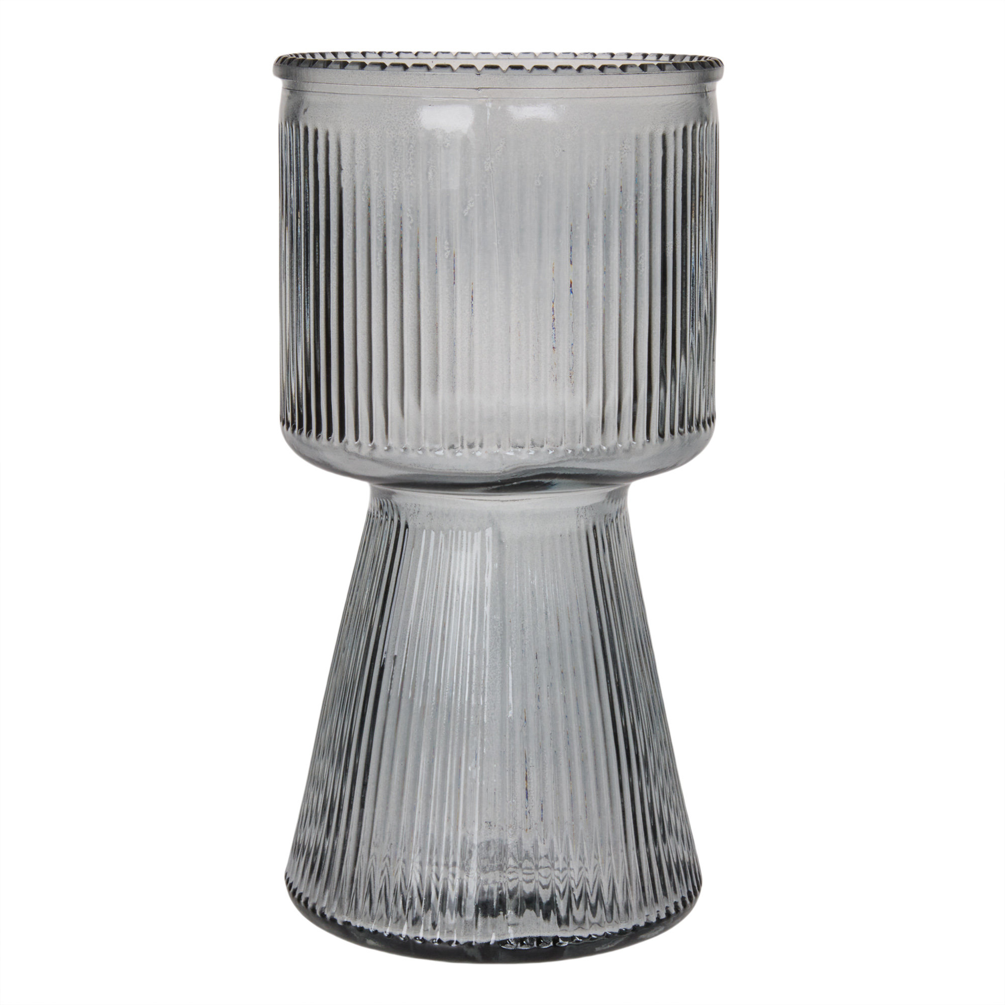 Ebern Designs H7.5 Inch Ribbed Glass Vase, Crystal Glass Flower Vase ...