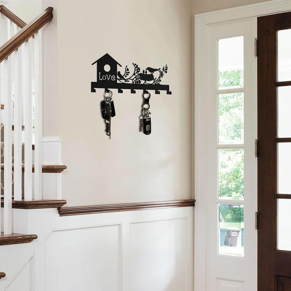 Winston Porter Key Holder For Wall, Metal Key Holder Hooks Organizer ...