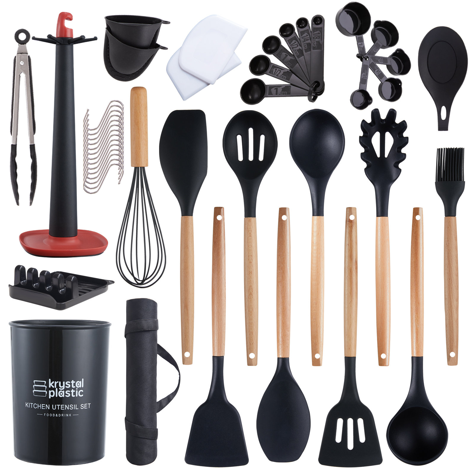 Utopia Alley 40 Pcs Cooking Utensils Set With Apron Silicone Turner ...