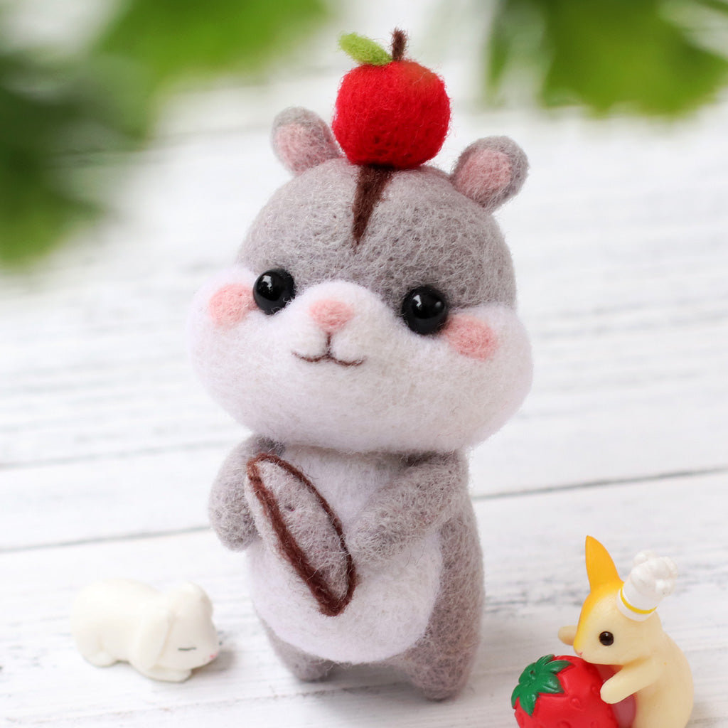 Wizardi Hamster with Cherry Needle Felting Kit. Wizardi DIY Wool Craft ...
