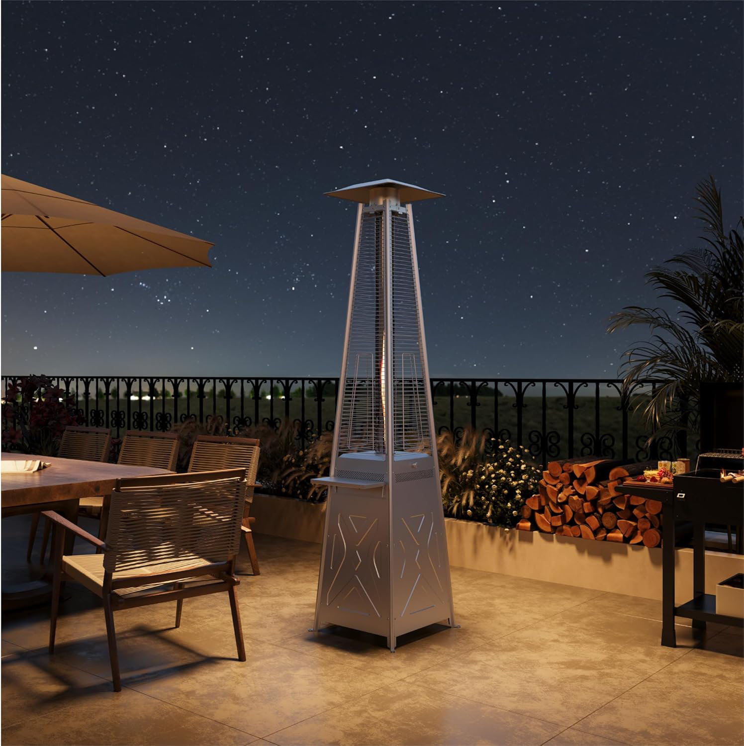 gaomon Portable Pyramid Patio Heater, 48000Btu Glass Tube Pyramid ...