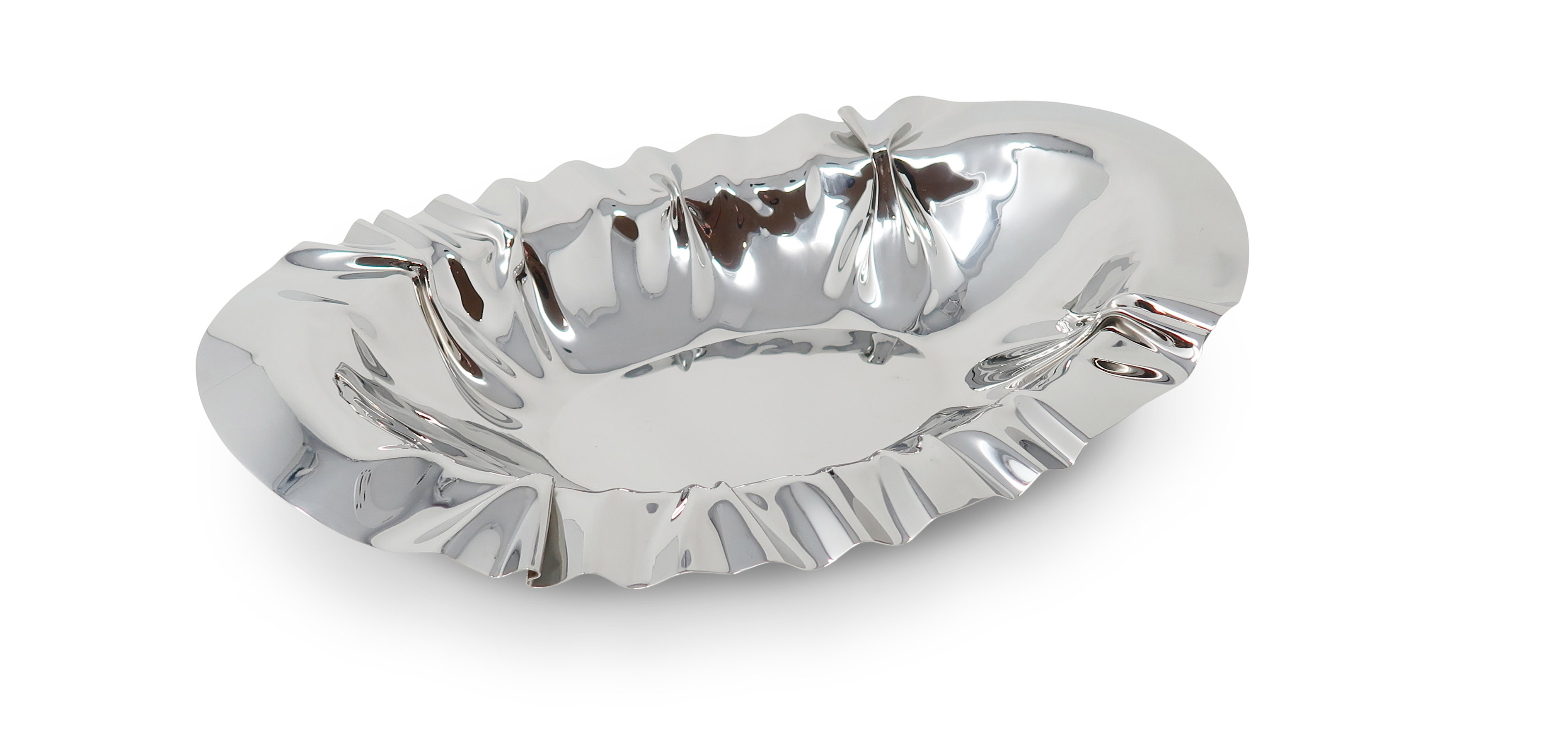 Ivy Bronx Oval Shaped Stainless Steel Bowl with Ruffle Edge | Wayfair