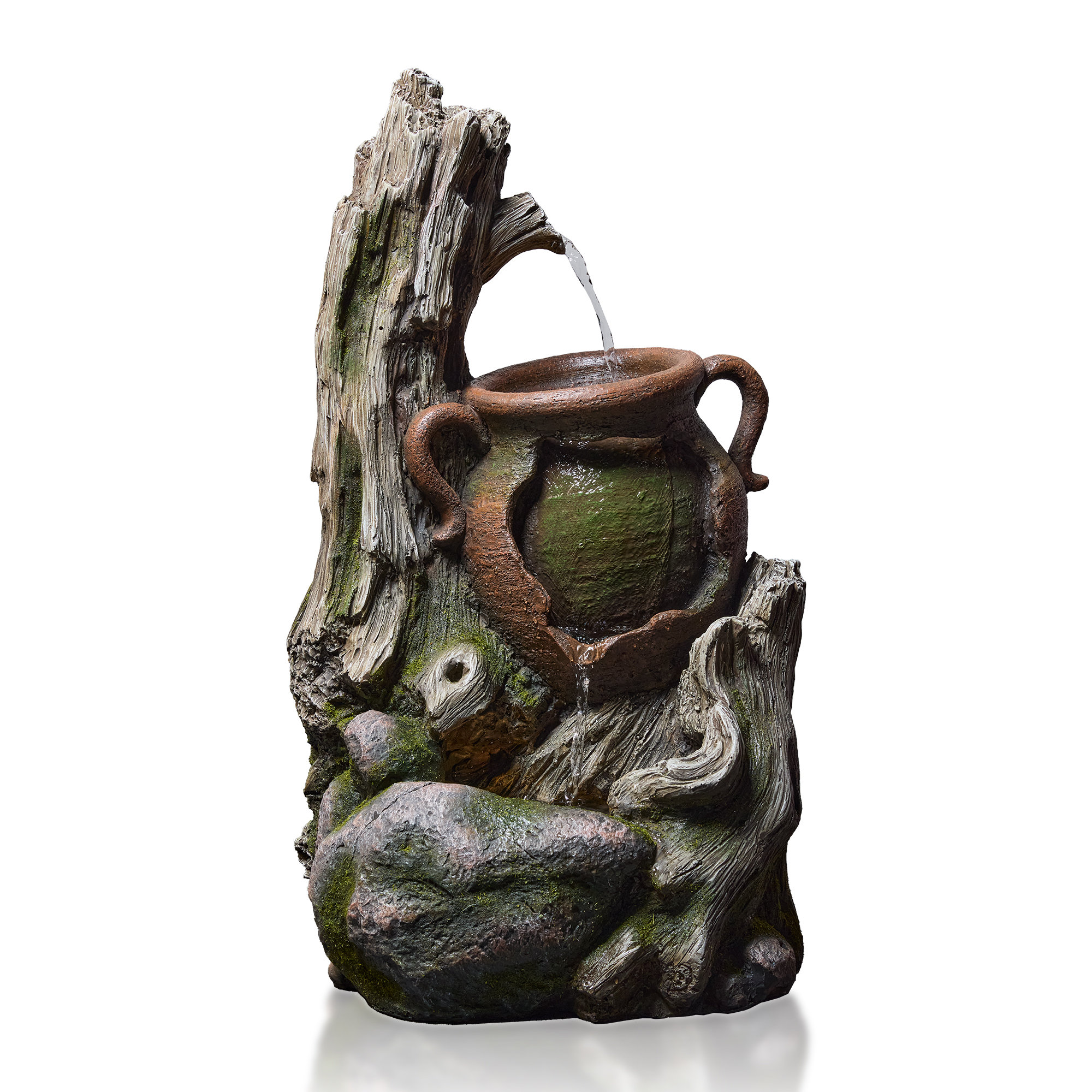 Latitude Run® Outdoor Rainforest Waterfall With Pump Tree Trunk ...