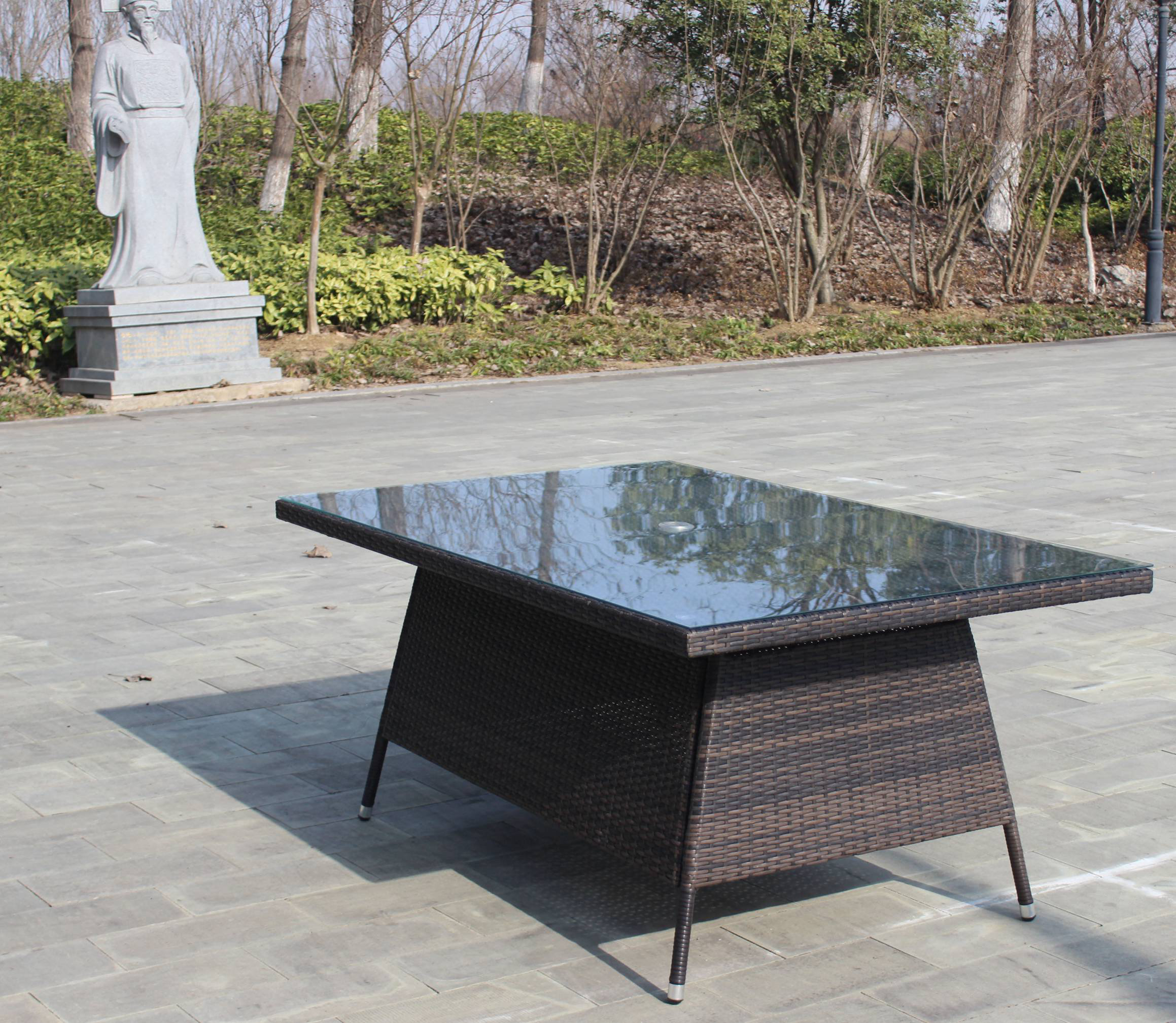 Latitude Run® Outdoor Patio Furniture Coffee Table With Clear Tempered ...