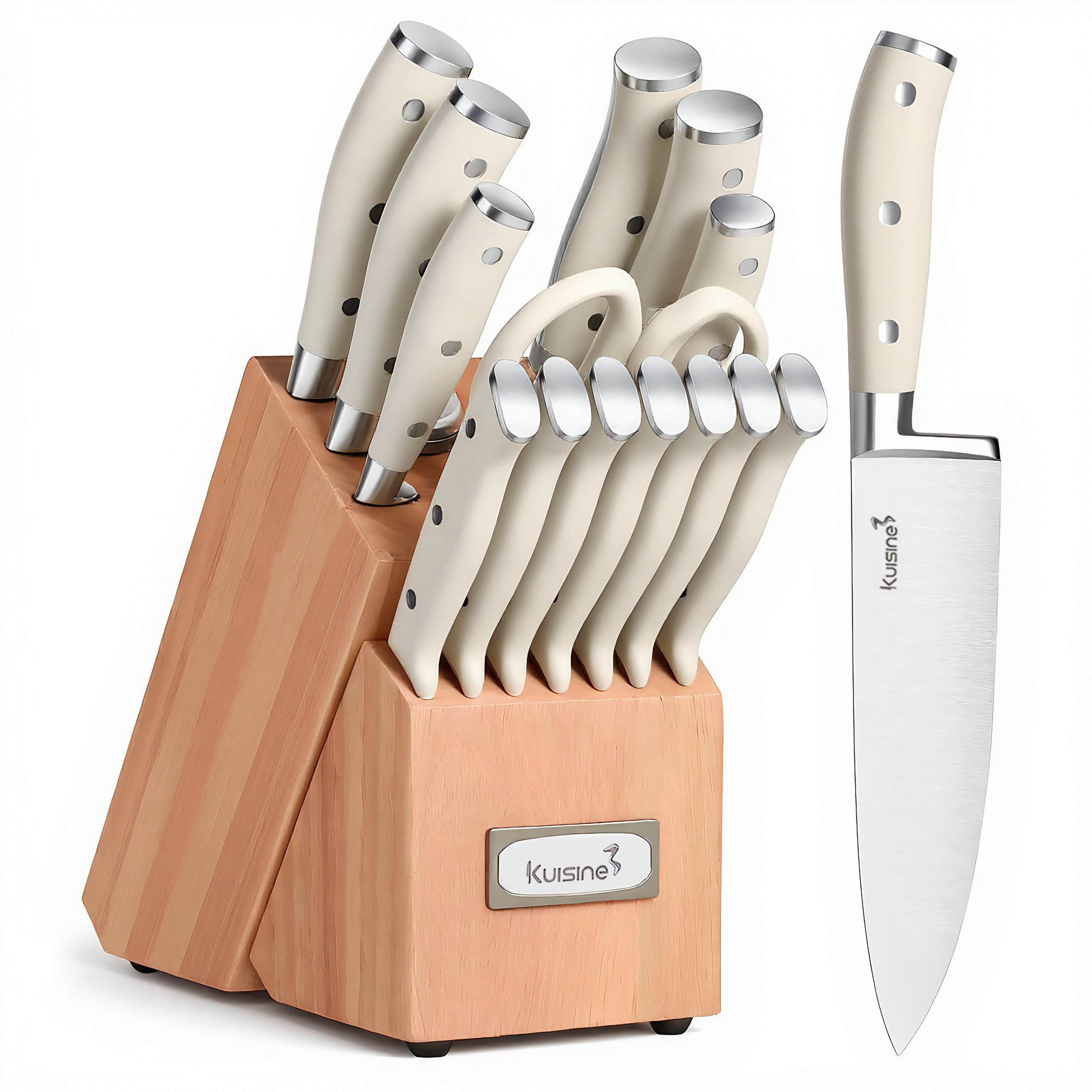 Kuisine Kitchen Cutlery Set, 15-piece Premium Block Set With Ergonomic ...