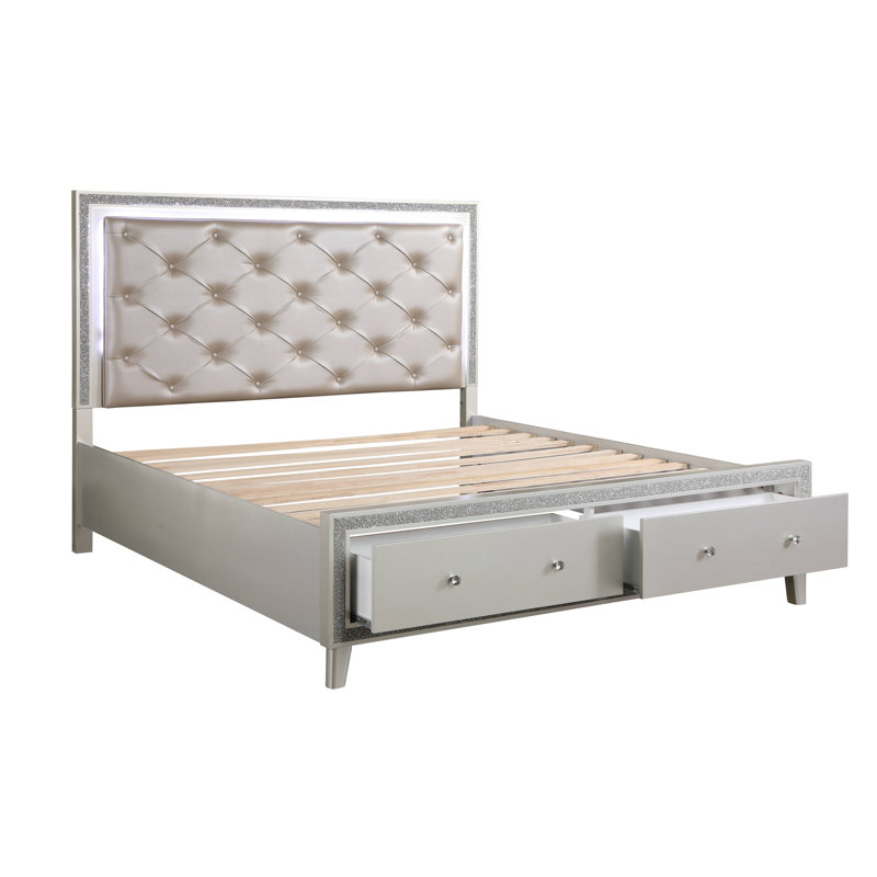 Rosdorf Park Esmahan Tufted Storage Bed with LED in Champagne - Wayfair ...