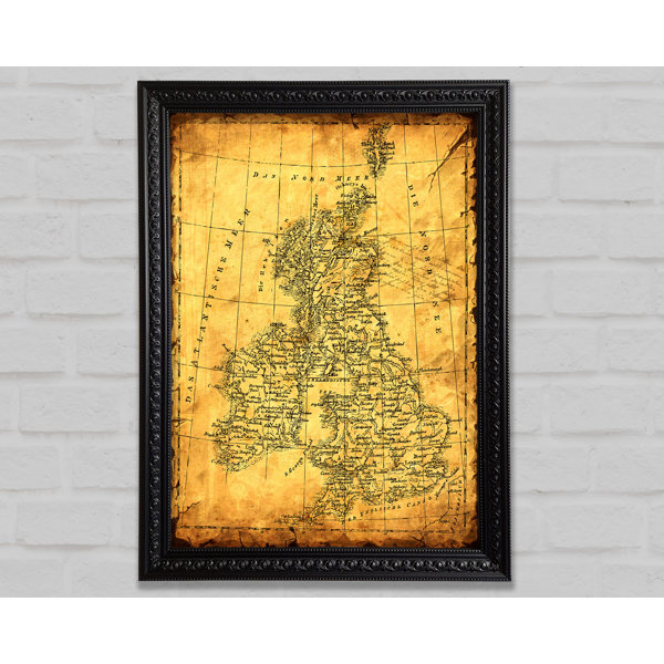 Longshore Tides Vintage UK Map - Single Picture Frame Art Prints ...