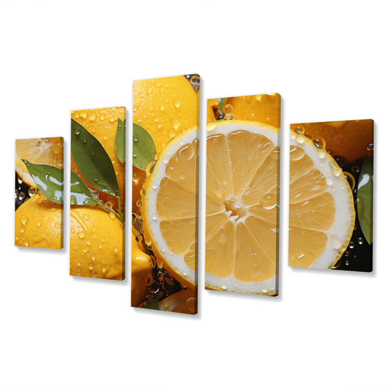 Bay Isle Home Fruit Pucker Lemon Pointillism I On Canvas 5 Pieces Print ...