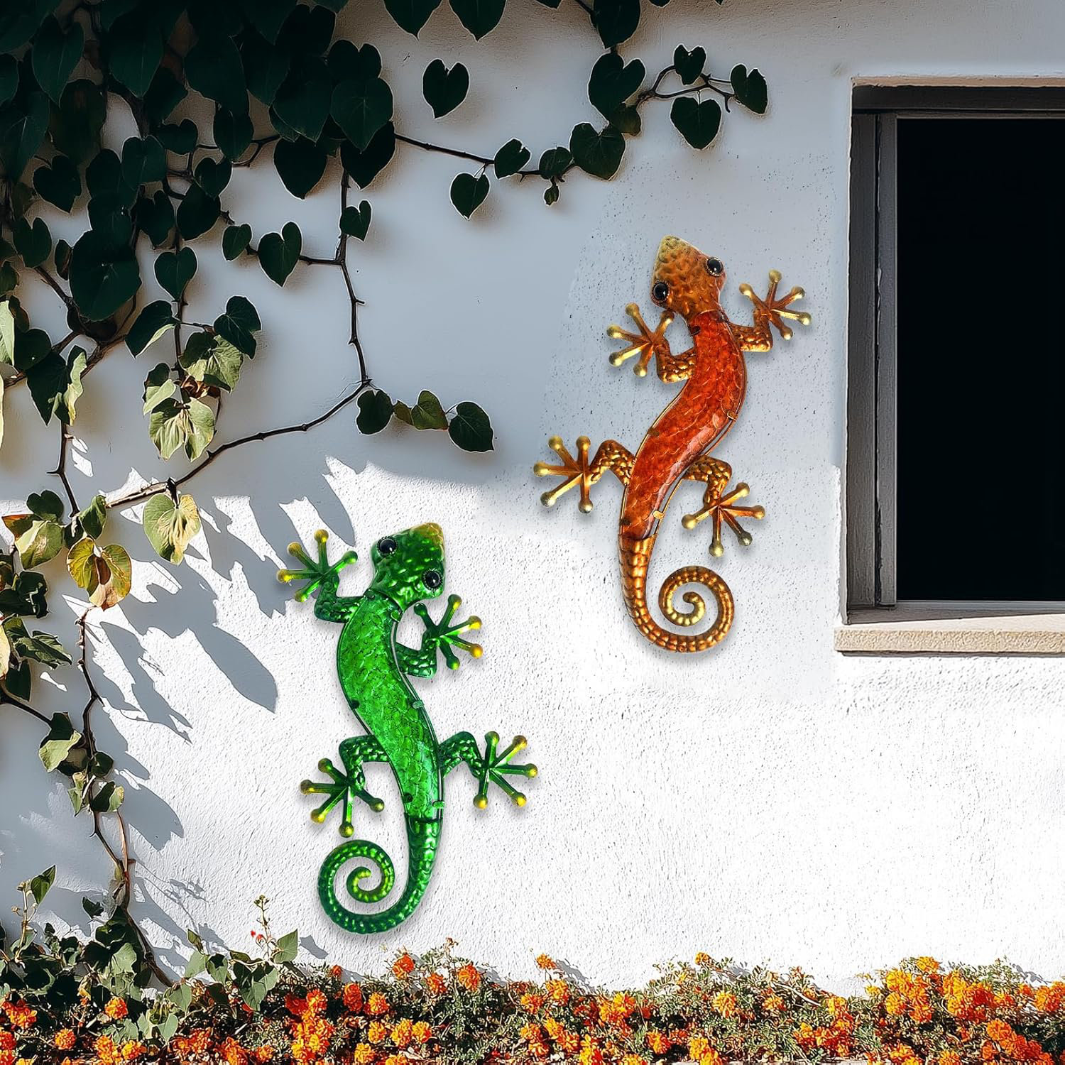 Bungalow Rose Metal Gecko Wall Art- 15 Inch Lizard Outdoor Decor ...