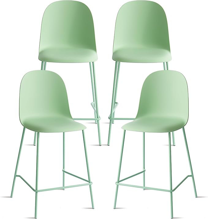 Xdeco Kyoto 26'' Minimalist Industrial Plastic Counter Stools with ...