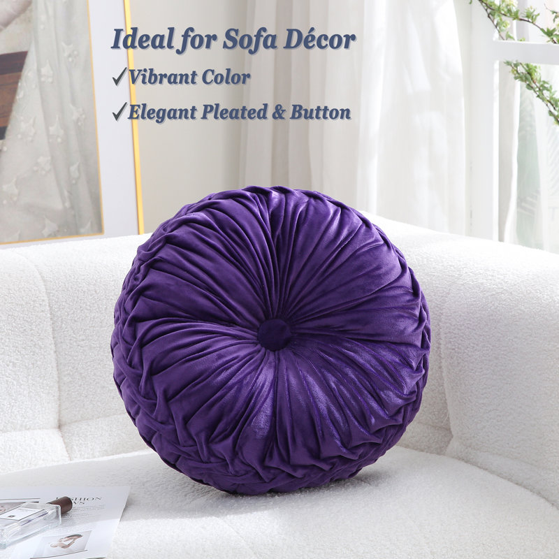 Kindred Home Velvet Round Decorative Pillow for Sofa Decor (15-Inch ...