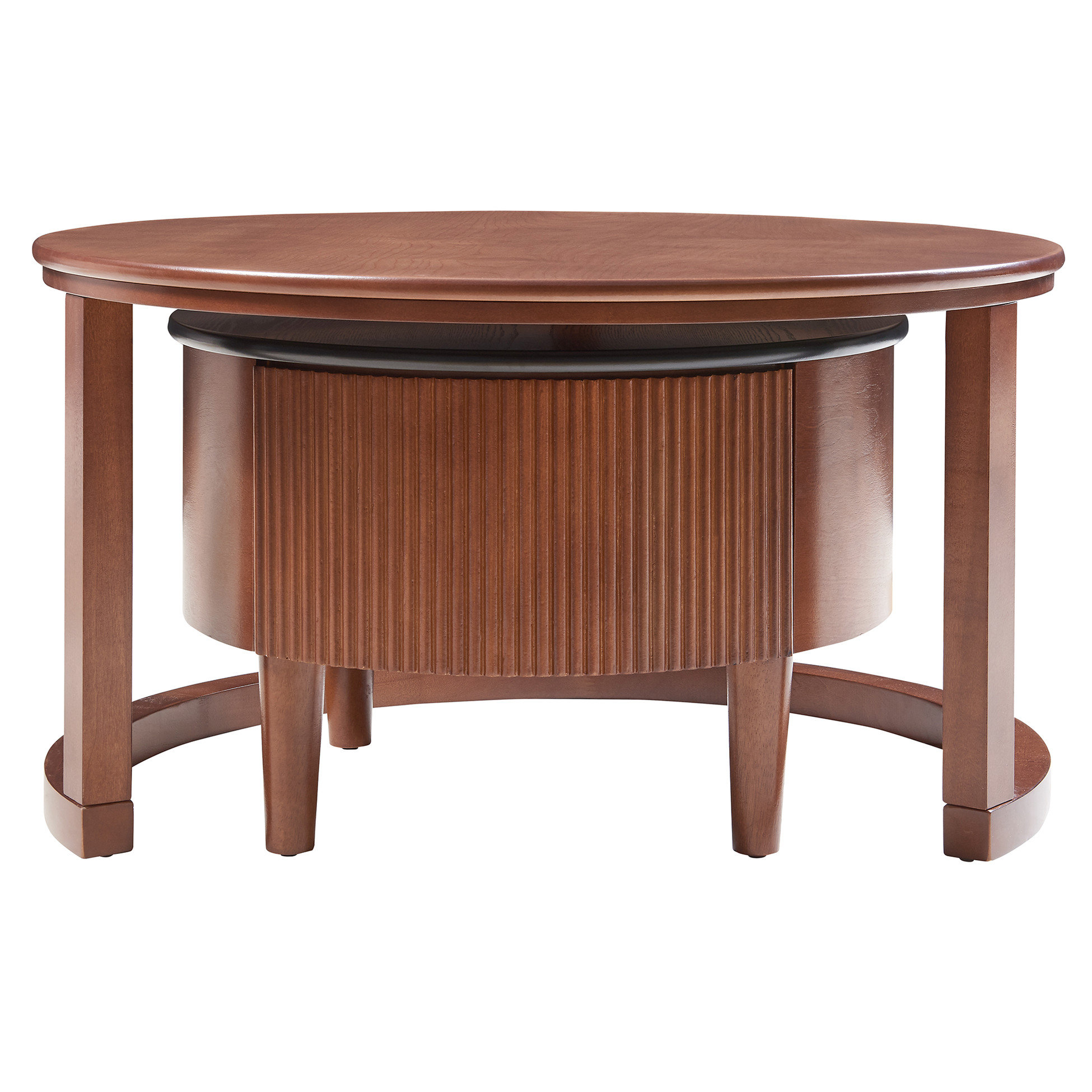 Red Barrel Studio® Vintage Round Coffee Table In Black & Walnut, 31.5 ...