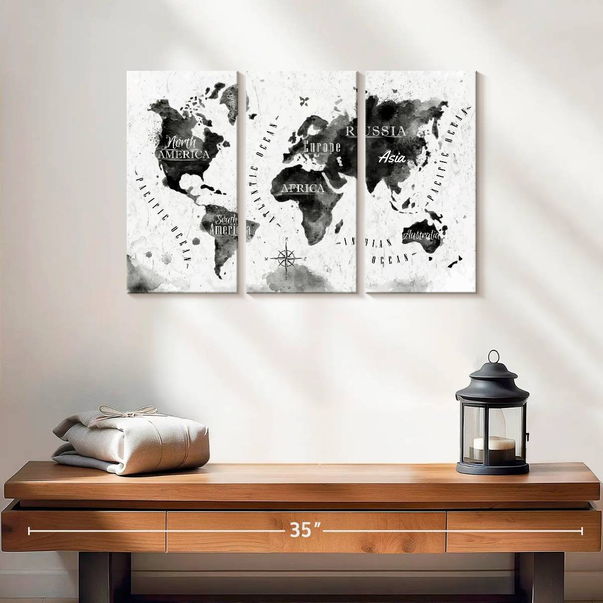 Breakwater Bay Aliaz Black Ink World Map | Wayfair