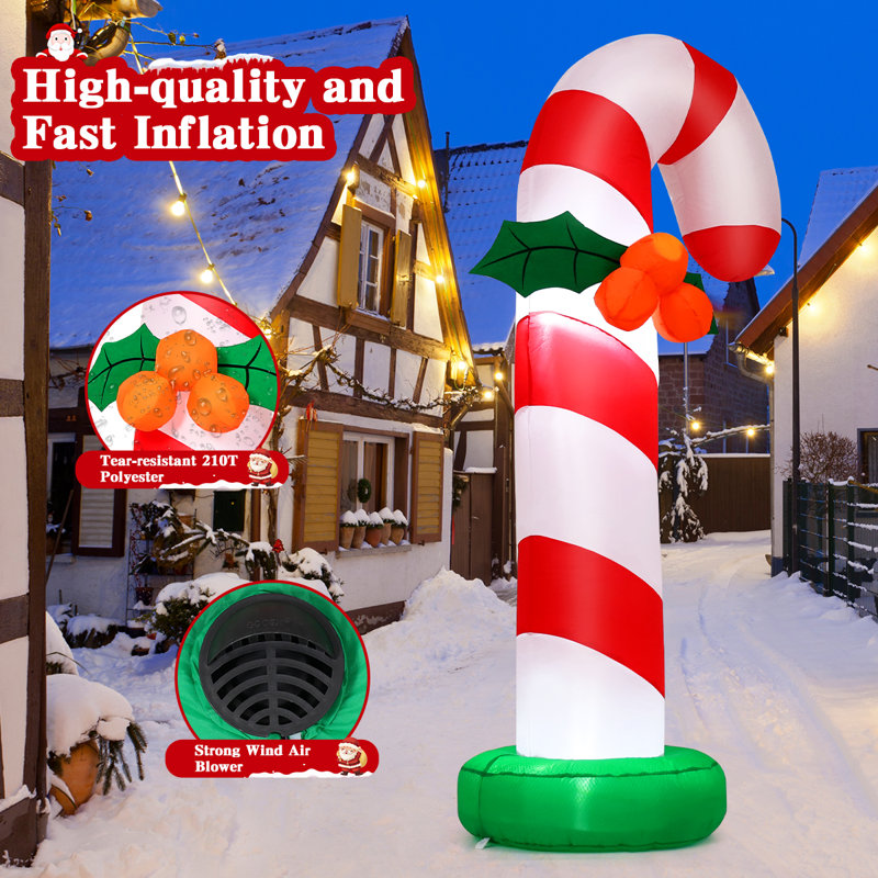 GOOSH Christmas Inflatables 6 FT Tall Inflatable Candy Cane Outdoor ...