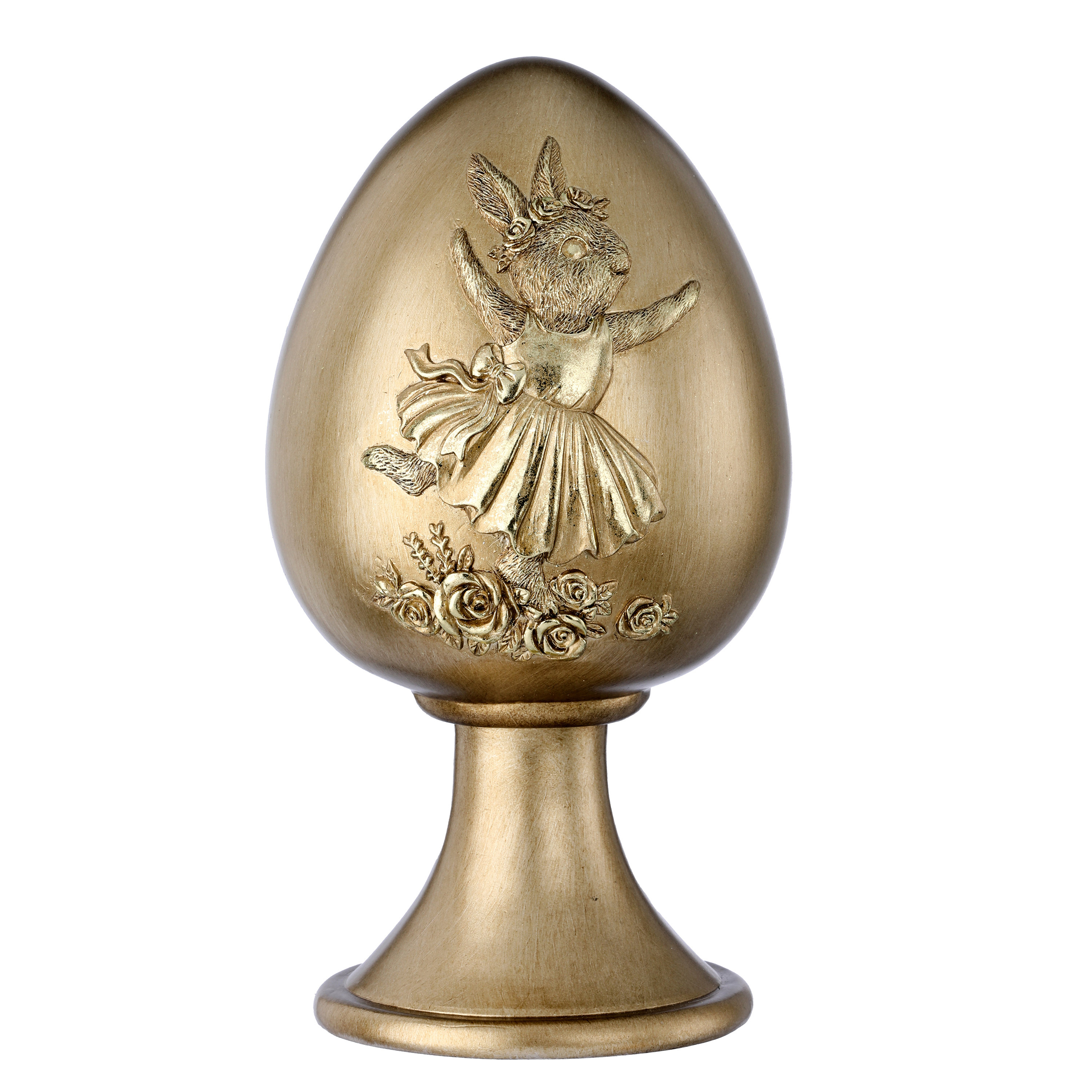 The Holiday Aisle® 9.5" Resin Embossed Bunny With Egg Pedestal | Wayfair