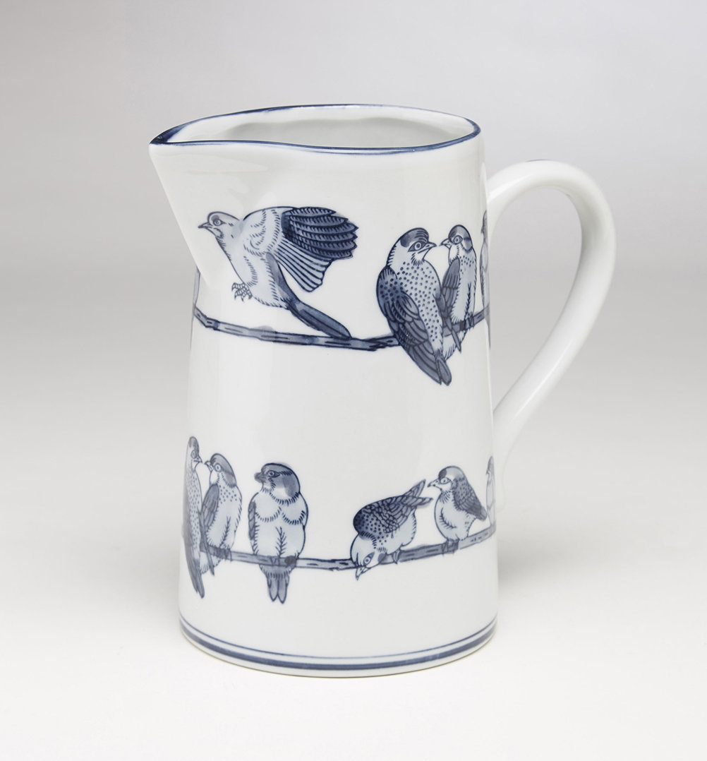 Charlton Home® Finlay Birds on Wire Design Porcelain Pitcher | Wayfair