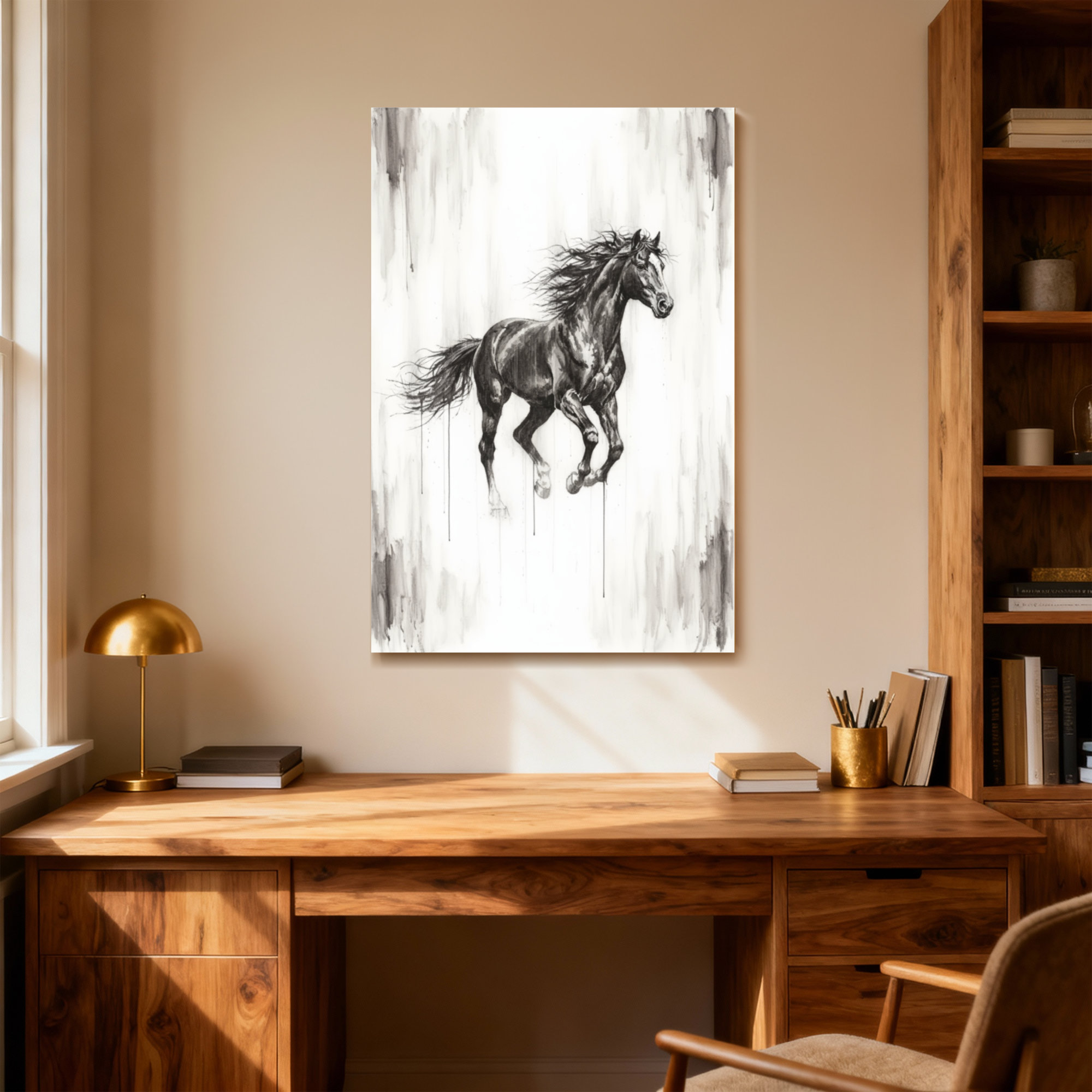 Mercer41 Animals Horse In Motion Art Print With Drip Effect | Wayfair