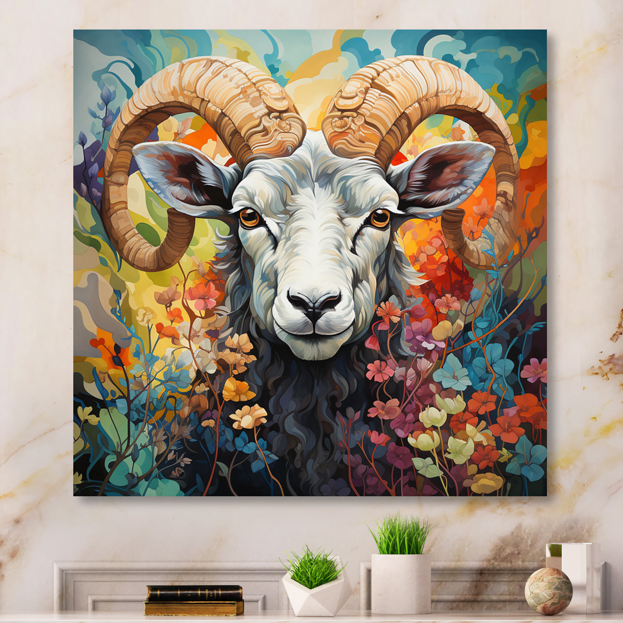 Bungalow Rose Colorful Sheep Chromatic Harmony - Animals Metal Wall Art ...