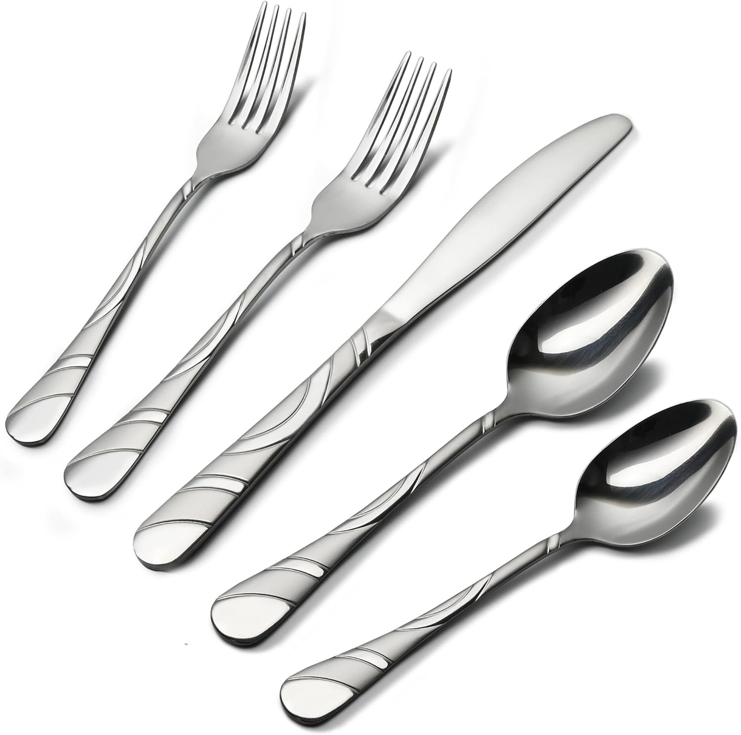 Brayden Studio 40-Piece Vintage Stainless Steel Flatware Set, Frosted ...
