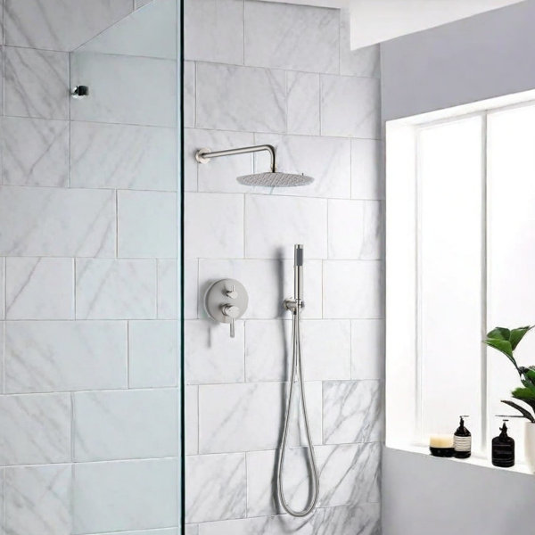 Livaca Wall Mounted Round Shower Combo Setwith Pressure Balancing Valve ...