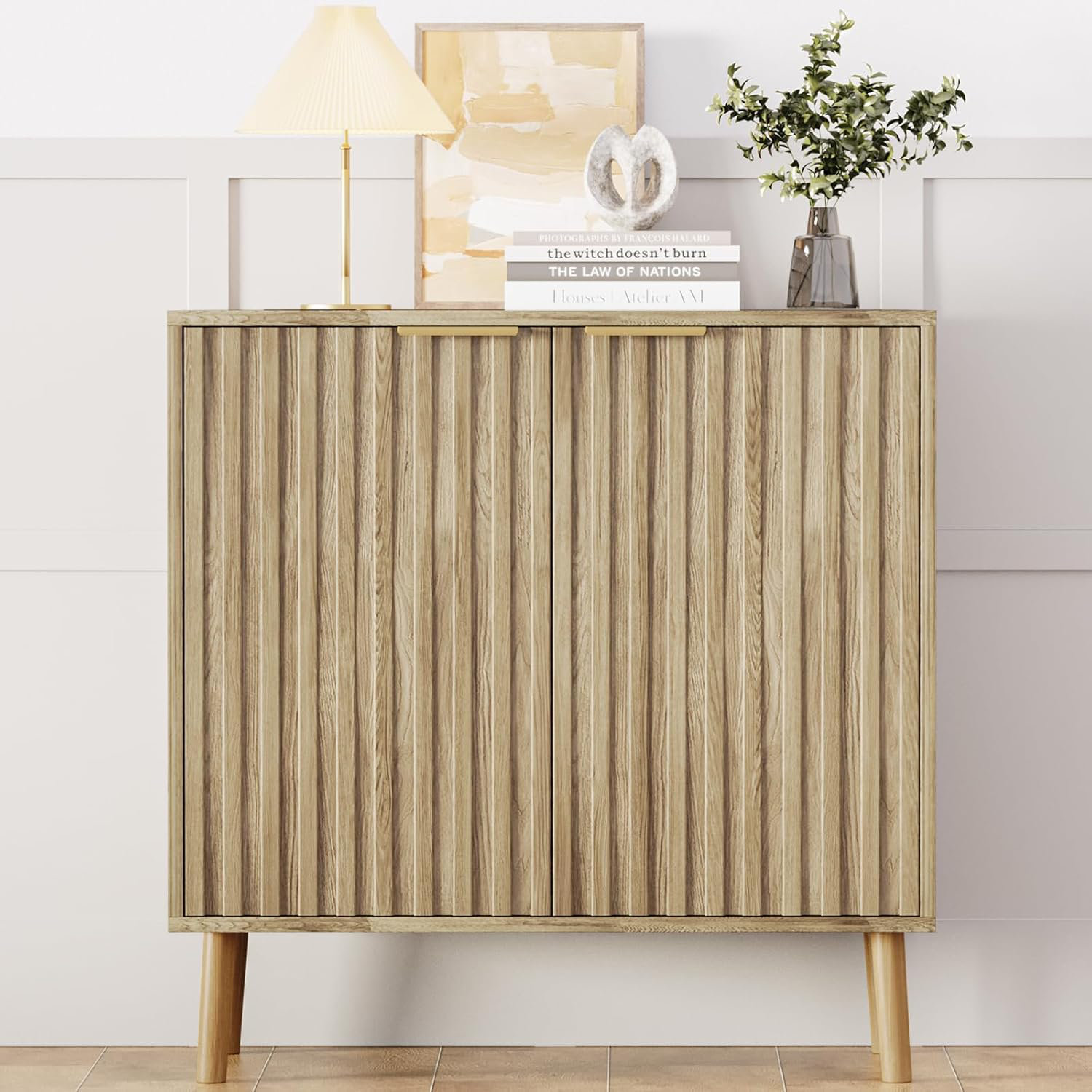 George Oliver Fluted Storage Cabinet, Free Standing Buffet Cabinet ...