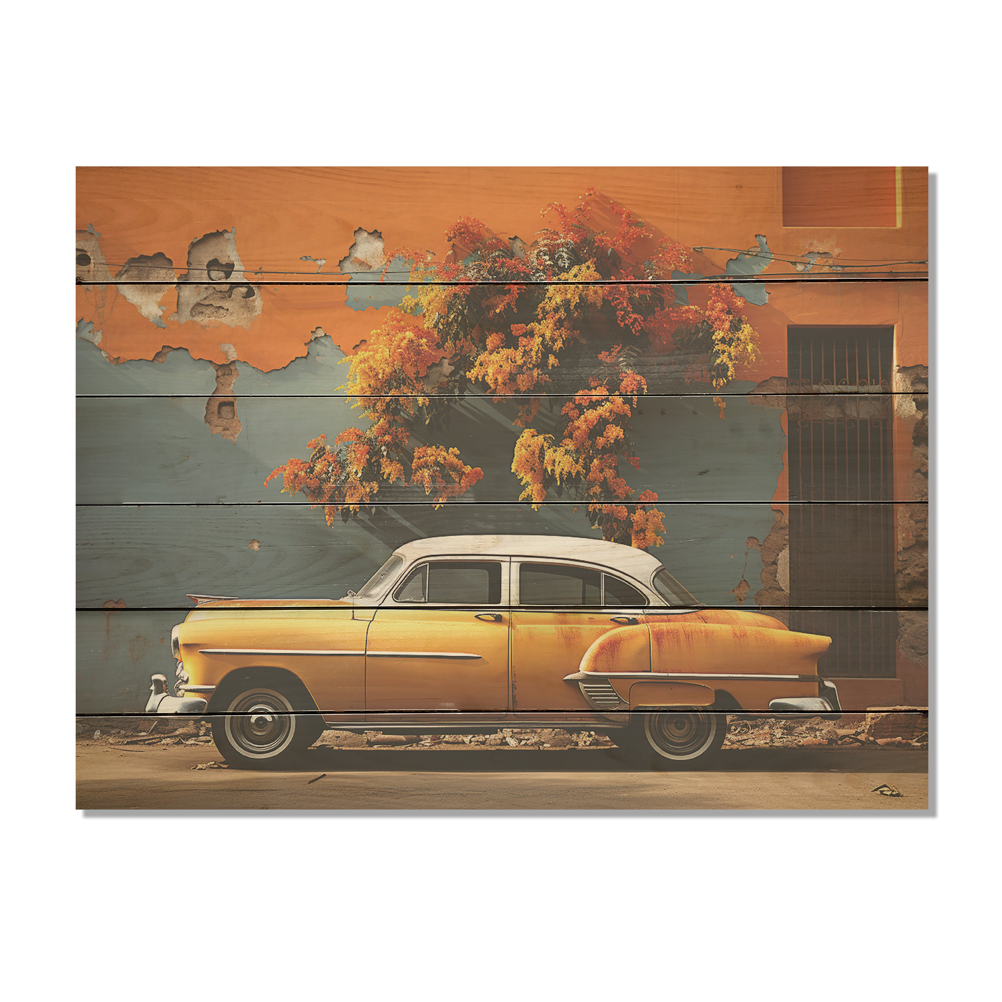 Lark Manor™ Yellow Cuba Classic Car - Cuba Landscape Wood Wall Art On ...