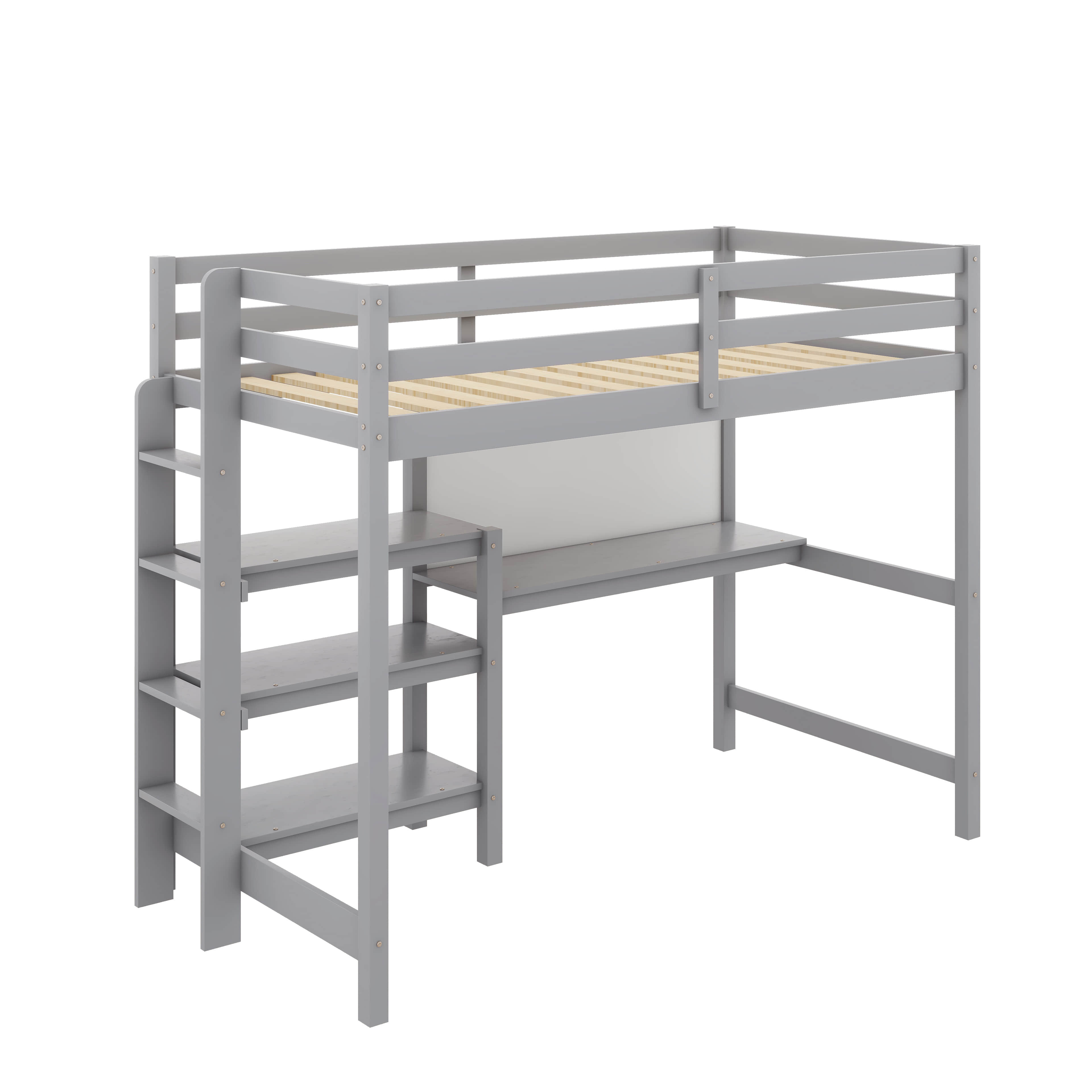 Isabelle & Max™ Loft Bed With Desk And Writing Area Wood Loft Bed With ...