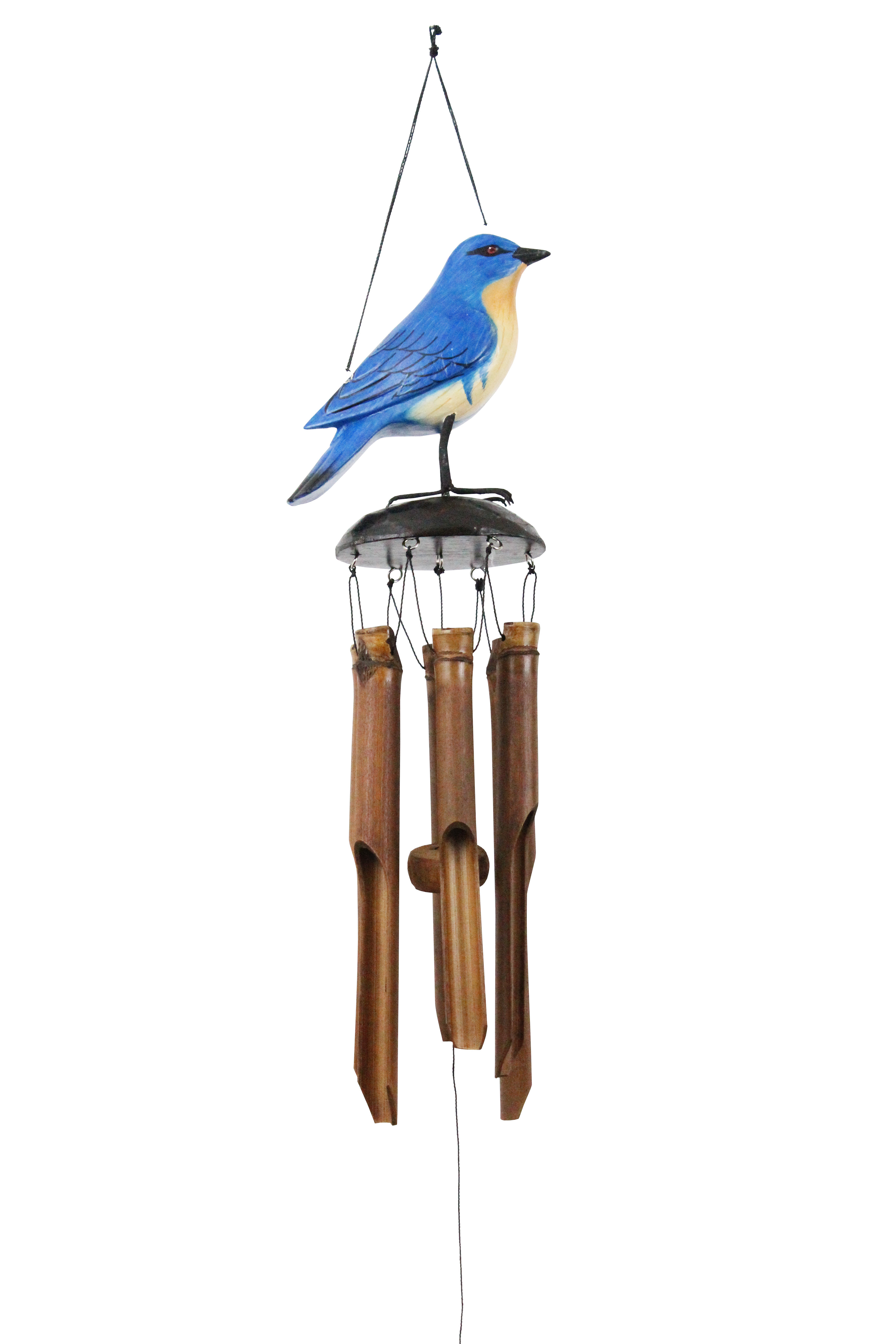 Cohasset Gifts & Garden Bluebird Family Bamboo Wind Chime | Wayfair