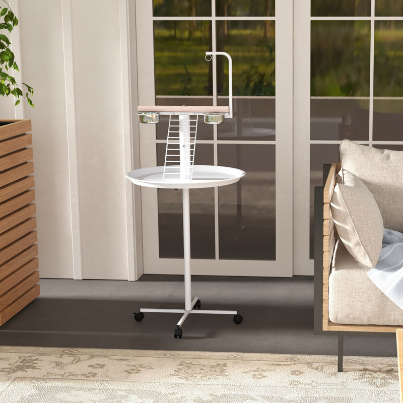Pawhut Bird Stand, Parrot Stand With Wheels, Perches, Stainless Steel ...