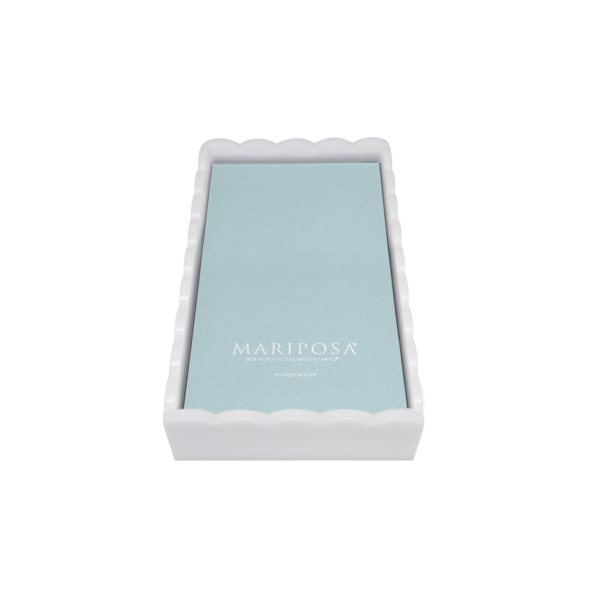 Mariposa White Scalloped Guest Towel Box with Insert | Wayfair