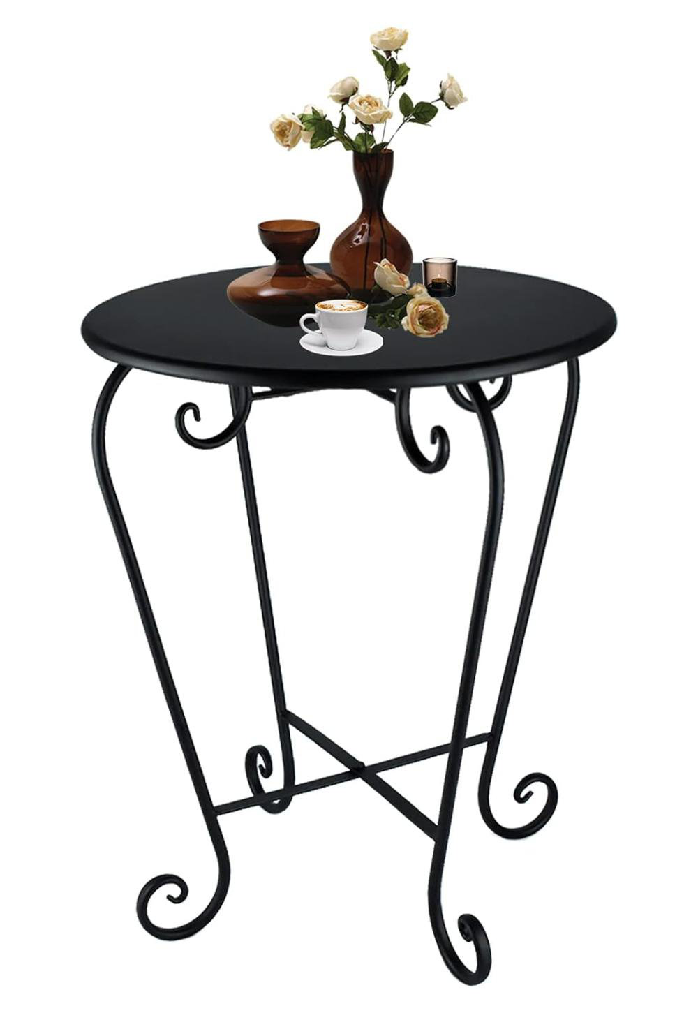 Winston Porter Small Patio Side Table,Round Metal Side Table,Weather ...