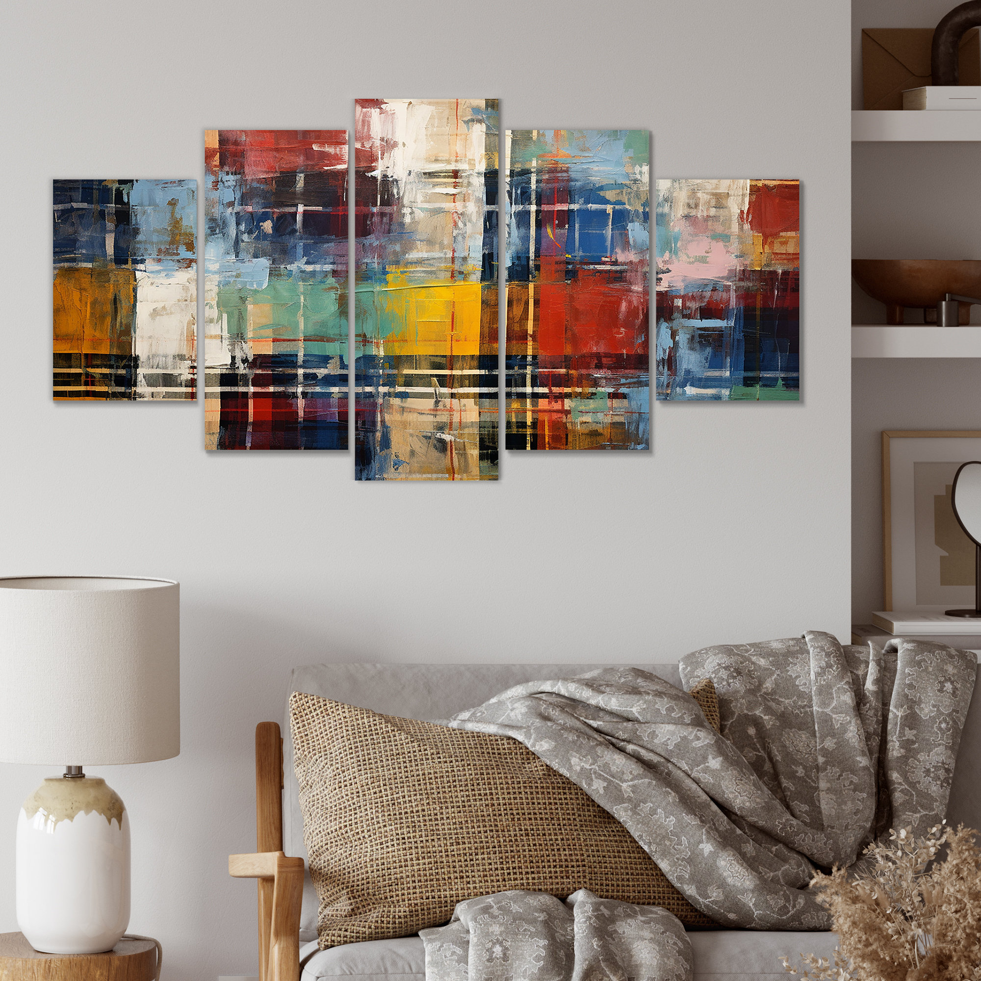 Ivy Bronx Colorful Earth Colors Tiles IV - Boho Mosaic Multipanel Wall ...