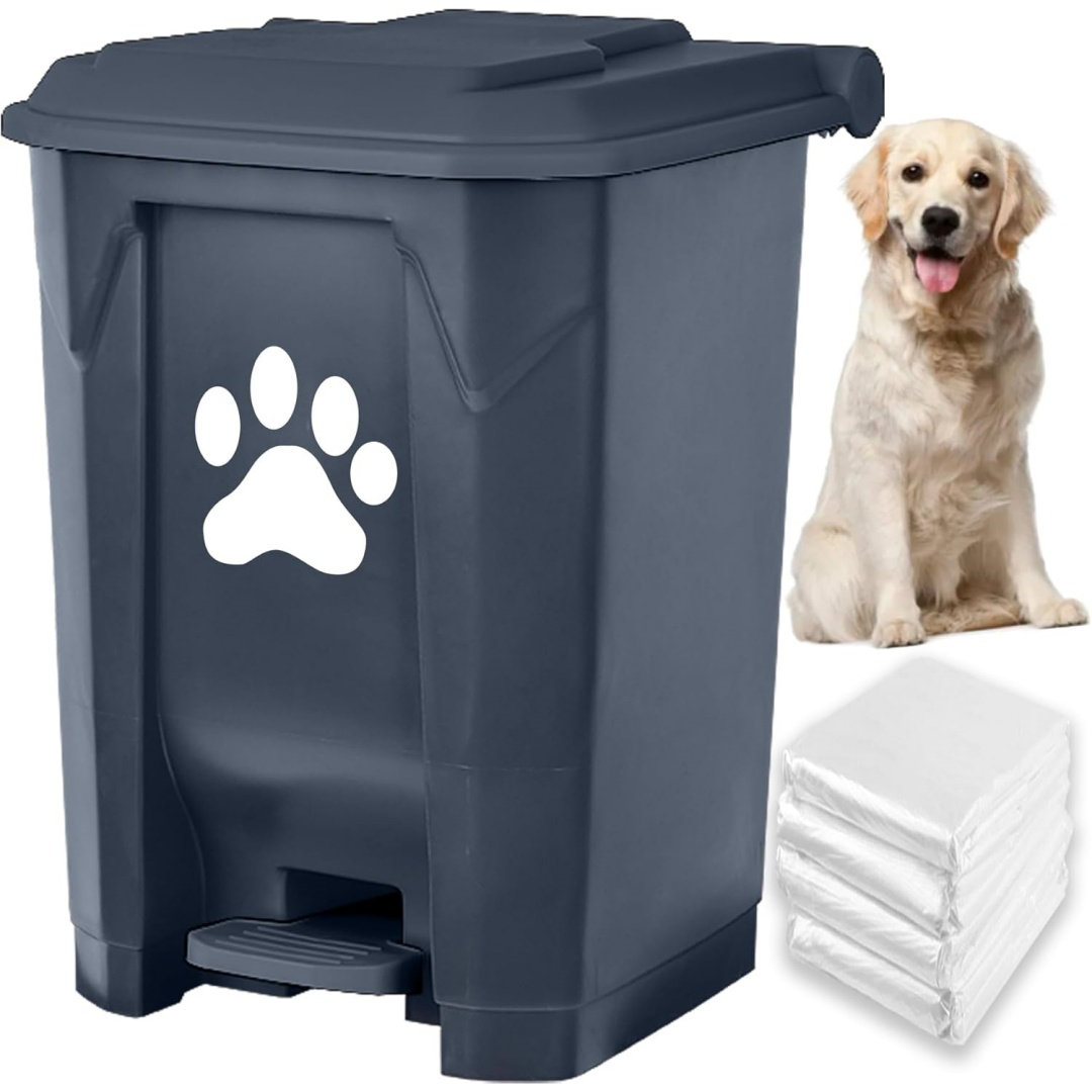 HOMEMAKERS PLAZA Dog Poop Trash Can Outdoors Pet Waste Station With Lid ...