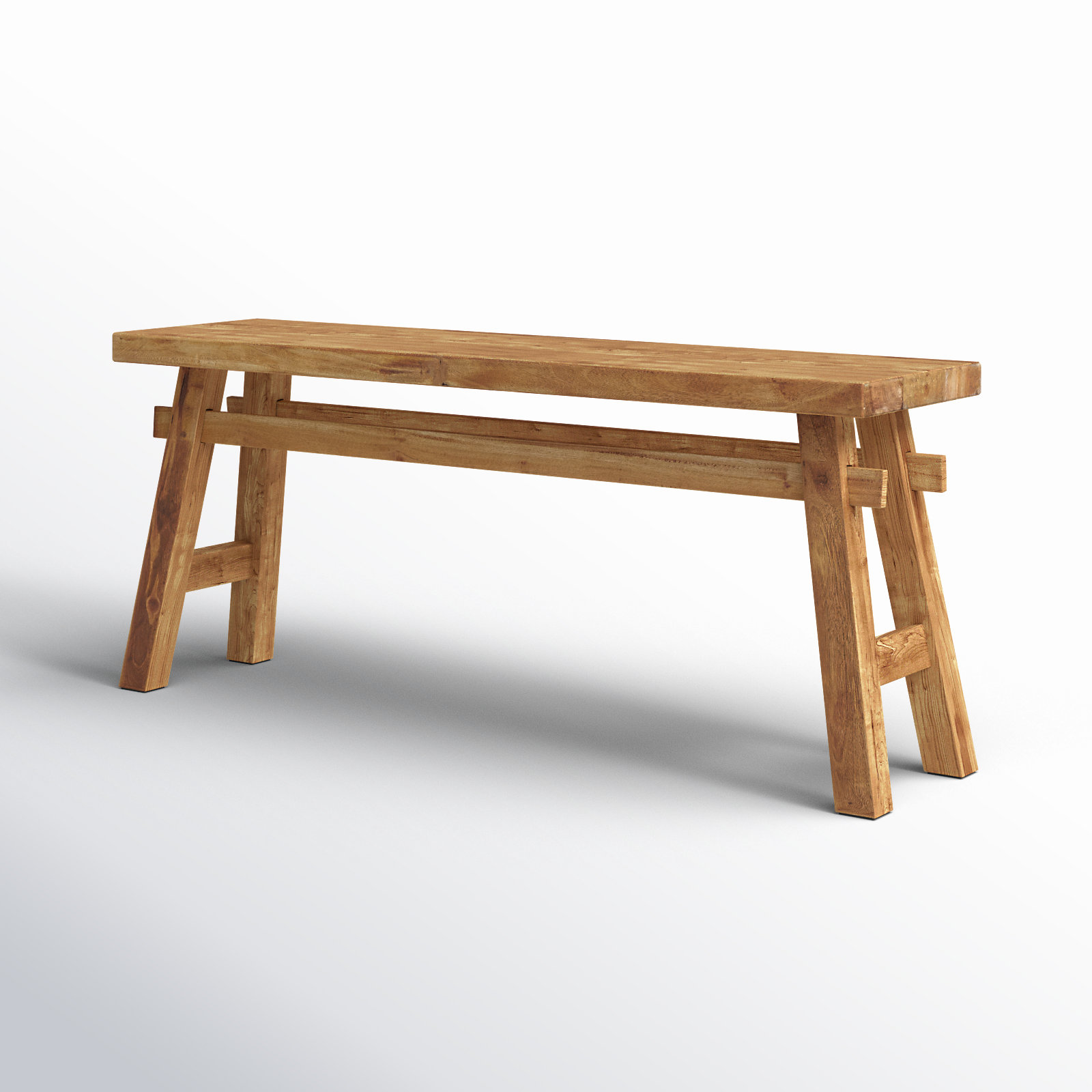 Joss & Main Milani Brown Wood Handmade Distressed Bench with High ...