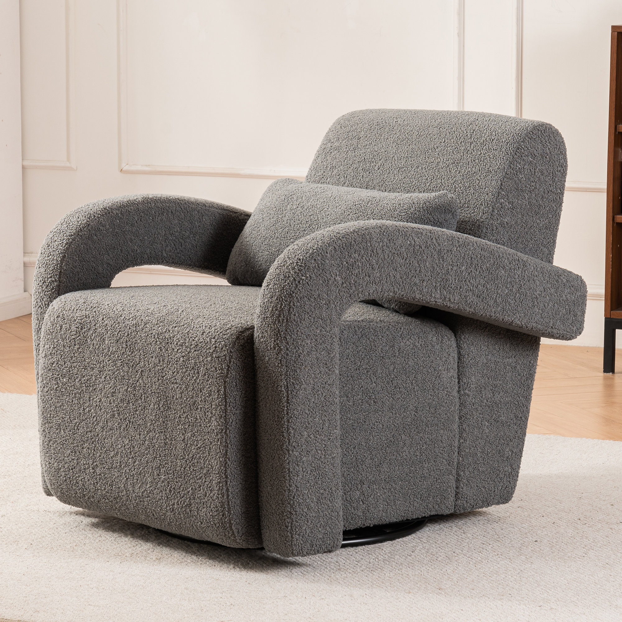 Hokku Designs Modern Sofa Cozy Teddy Fabric Armchair Sturdy Lounge ...