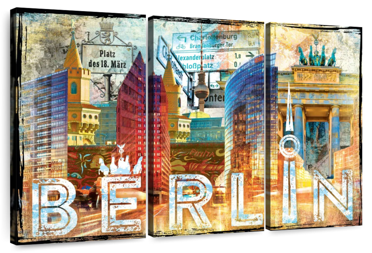 Ebern Designs Nicci Berlin City Landmarks Grunge | Wayfair