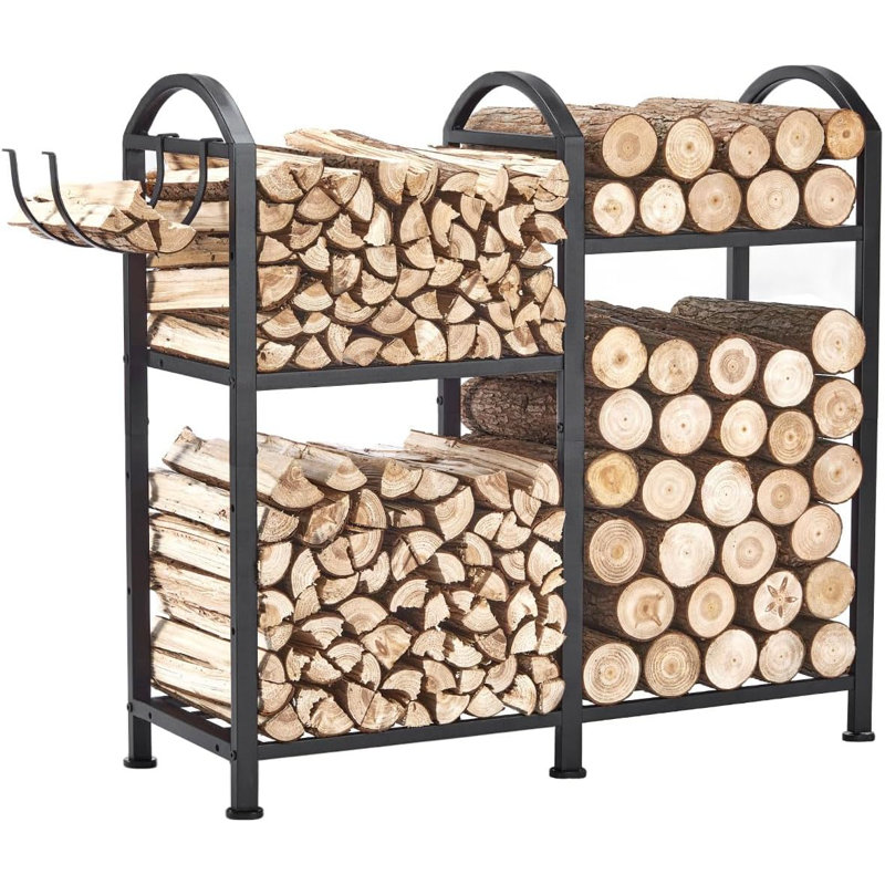 Rebrilliant Heavy Duty Black Stainless Steel Firewood Rack - Adjustable ...
