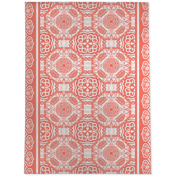 Bungalow Rose Power Loom Coral/Pink Rug | Wayfair