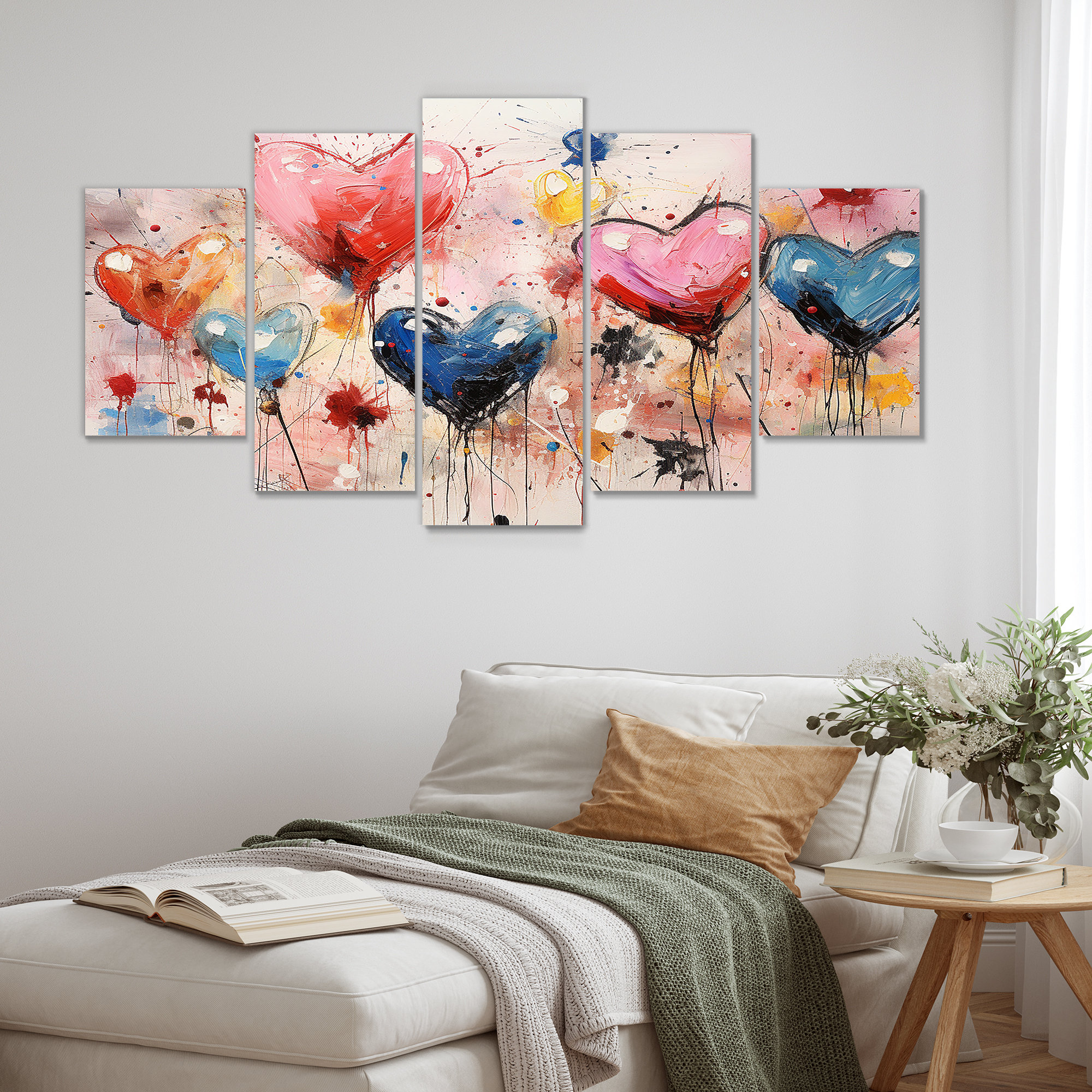 Lark Manor™ Pink And Blue Heart Pop Art I - Pop Art Multipanel Wall Art ...